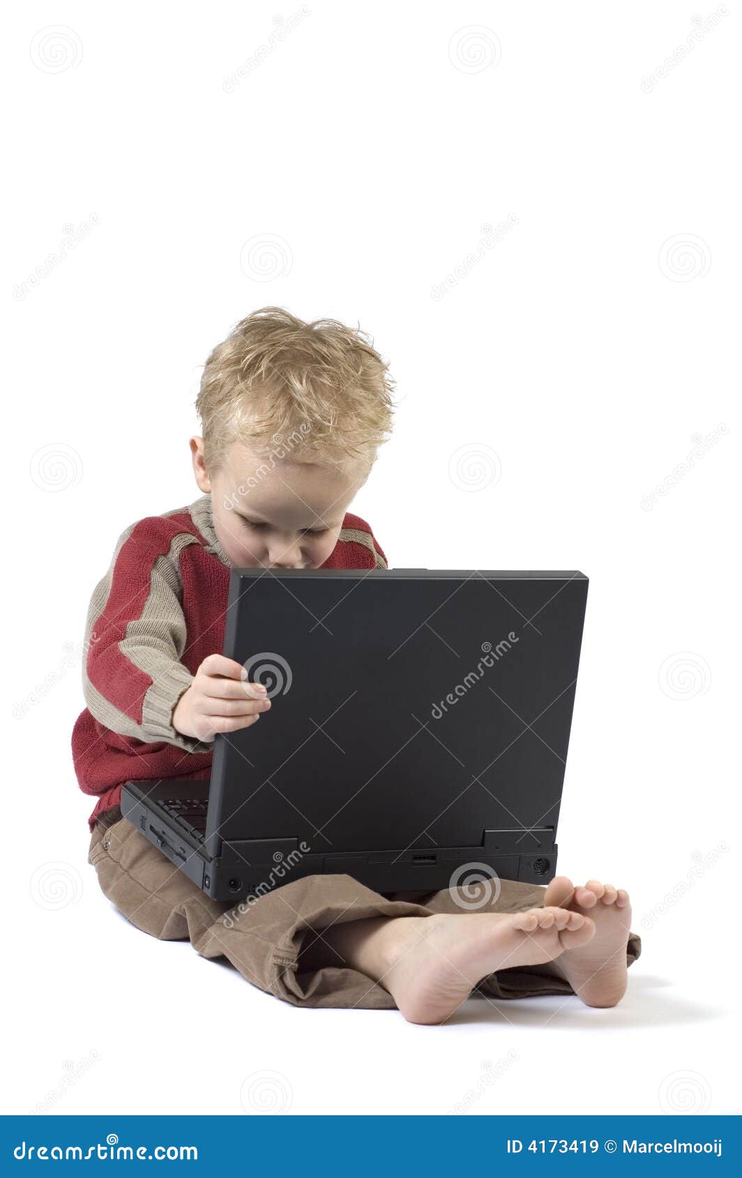 Boy working on a laptop 3 stock image. Image of isolated - 4173419