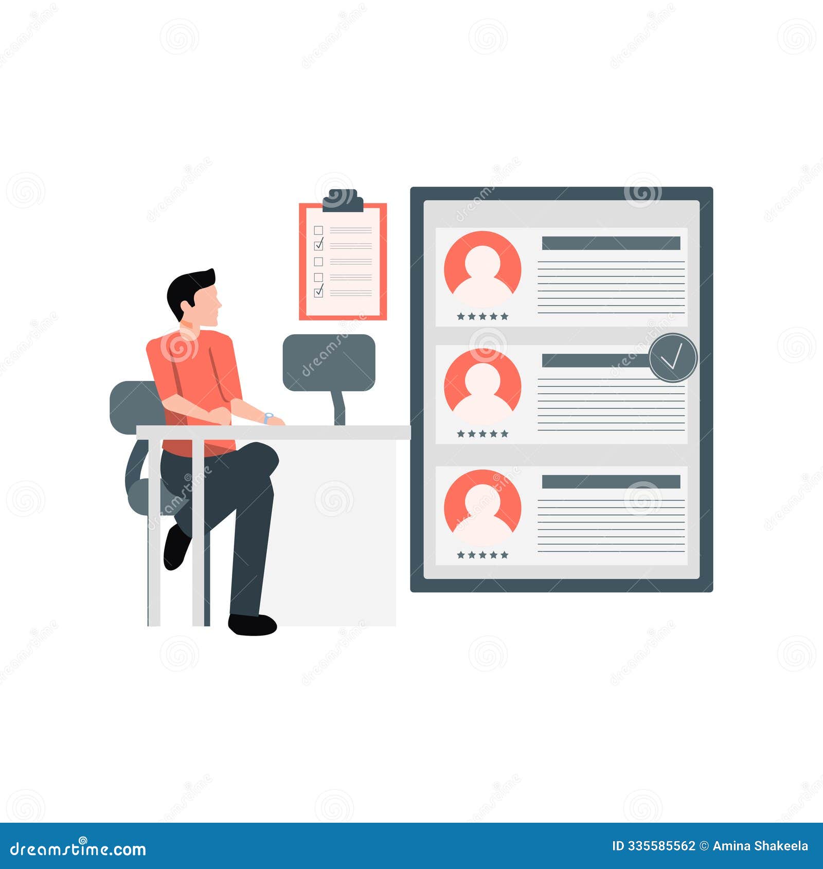A Boy is Working on User Profile Stock Illustration - Illustration of ...