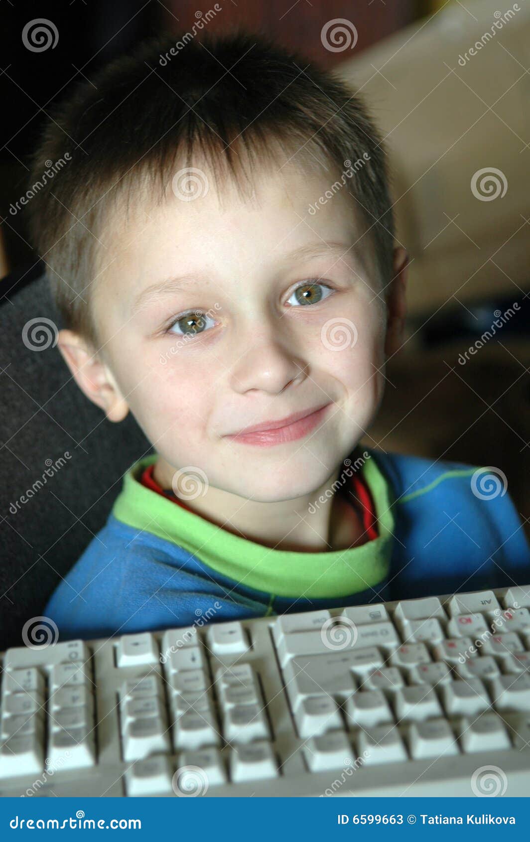 Boy Works with the Computer Stock Image - Image of keyboard, work: 6599663