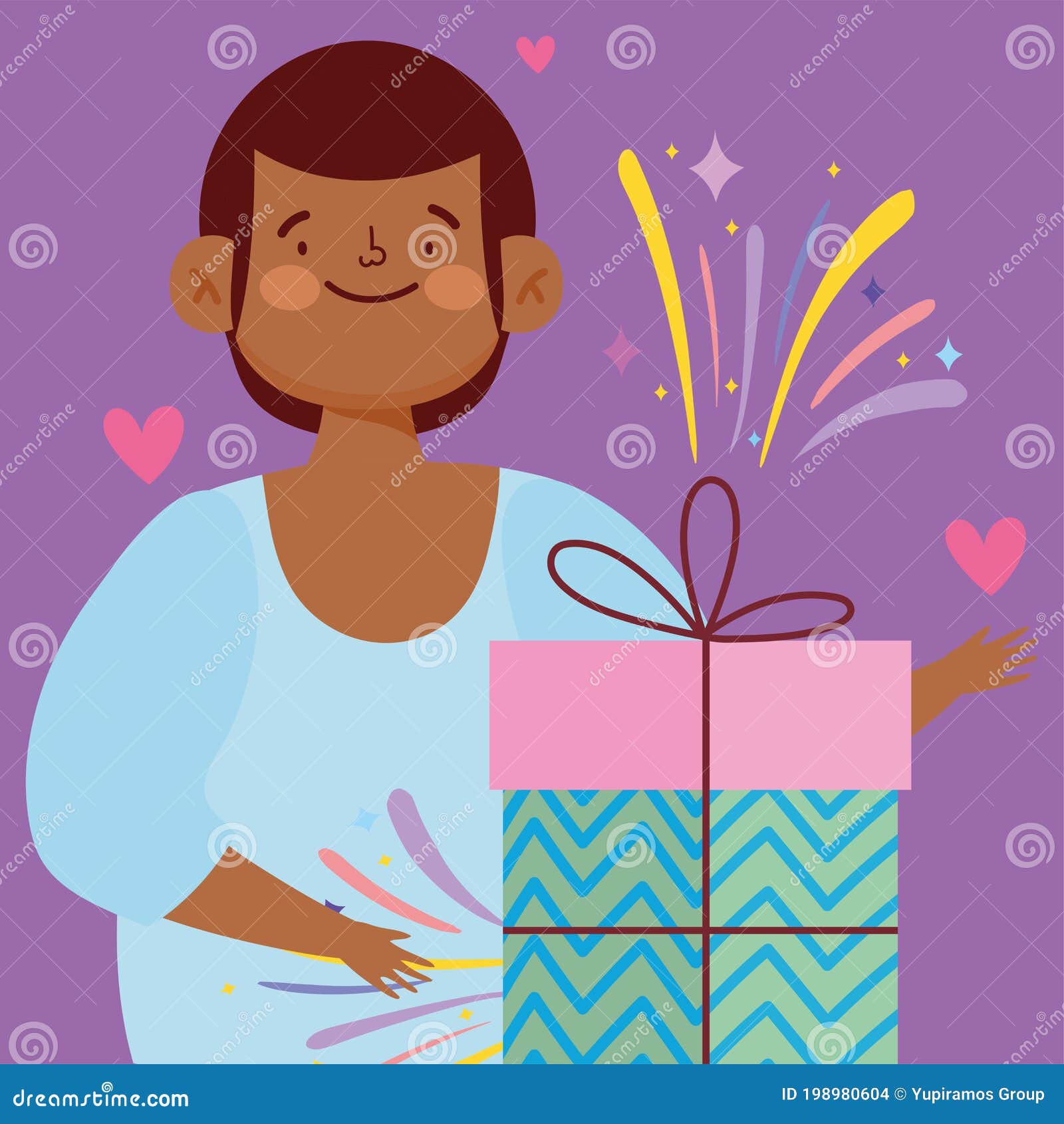Boy With Wrapped Gift Box Celebraton Cartoon Vector Illustration ...