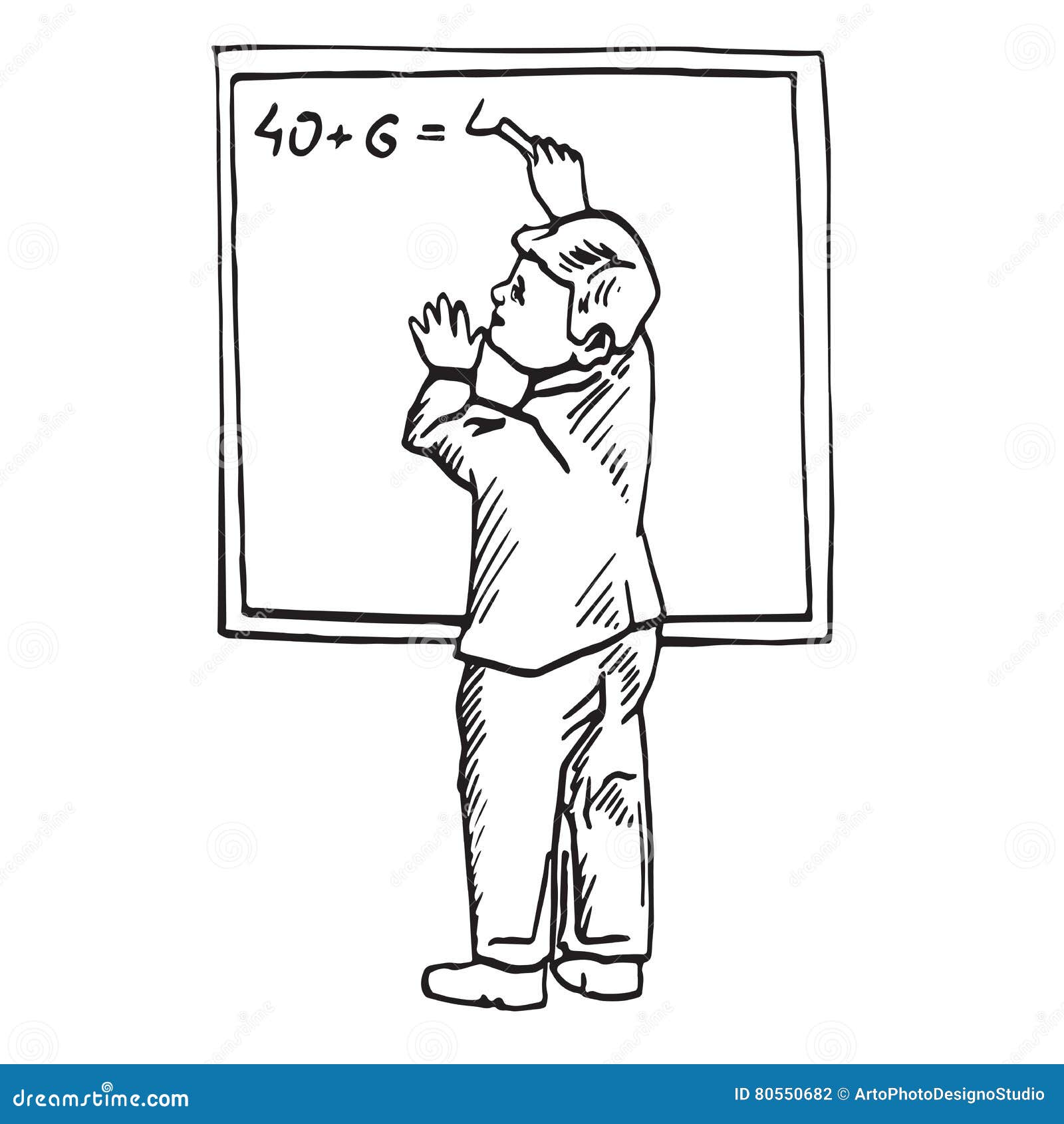 Boy write on school board stock vector. Illustration of write - 80550682
