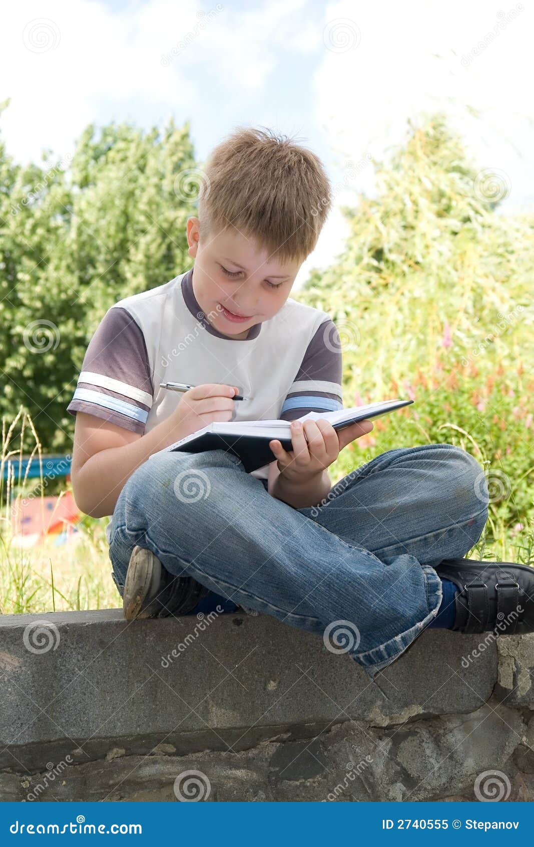 Boy writes stock image. Image of education, beautiful - 2740555