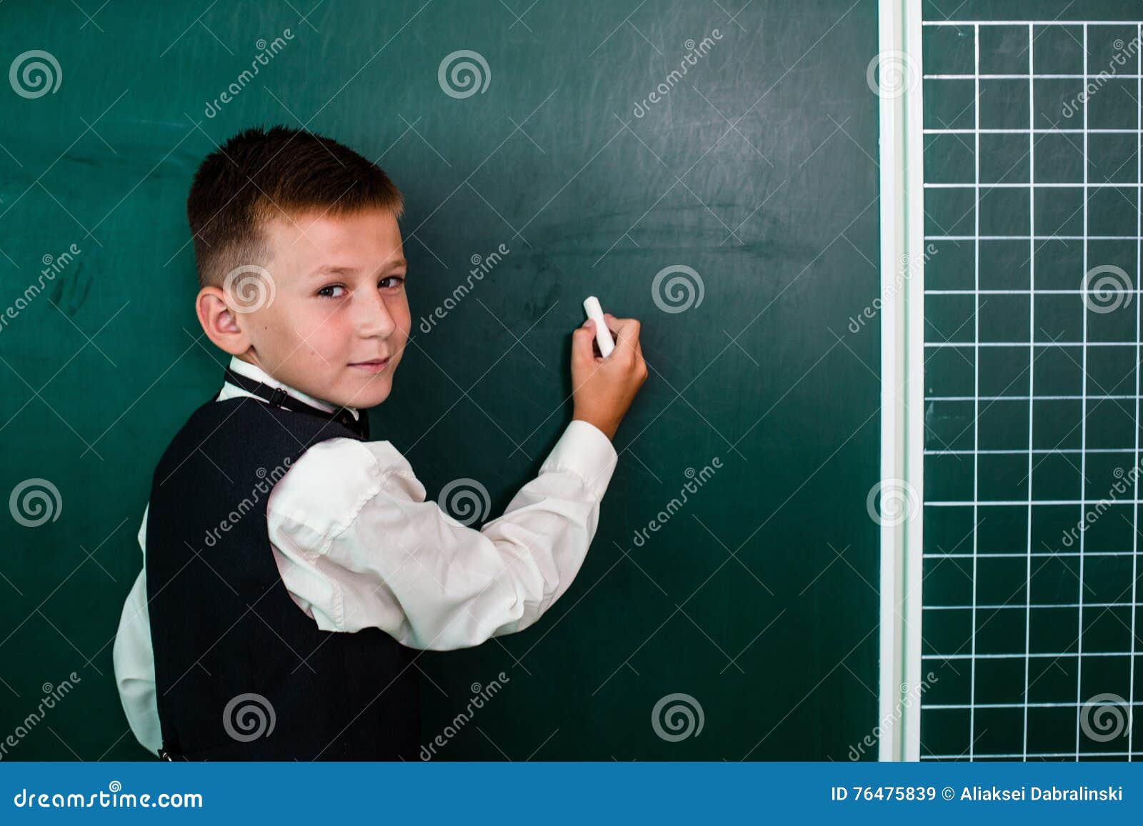 Boy Writing on the Blackboard Stock Image - Image of little, people ...