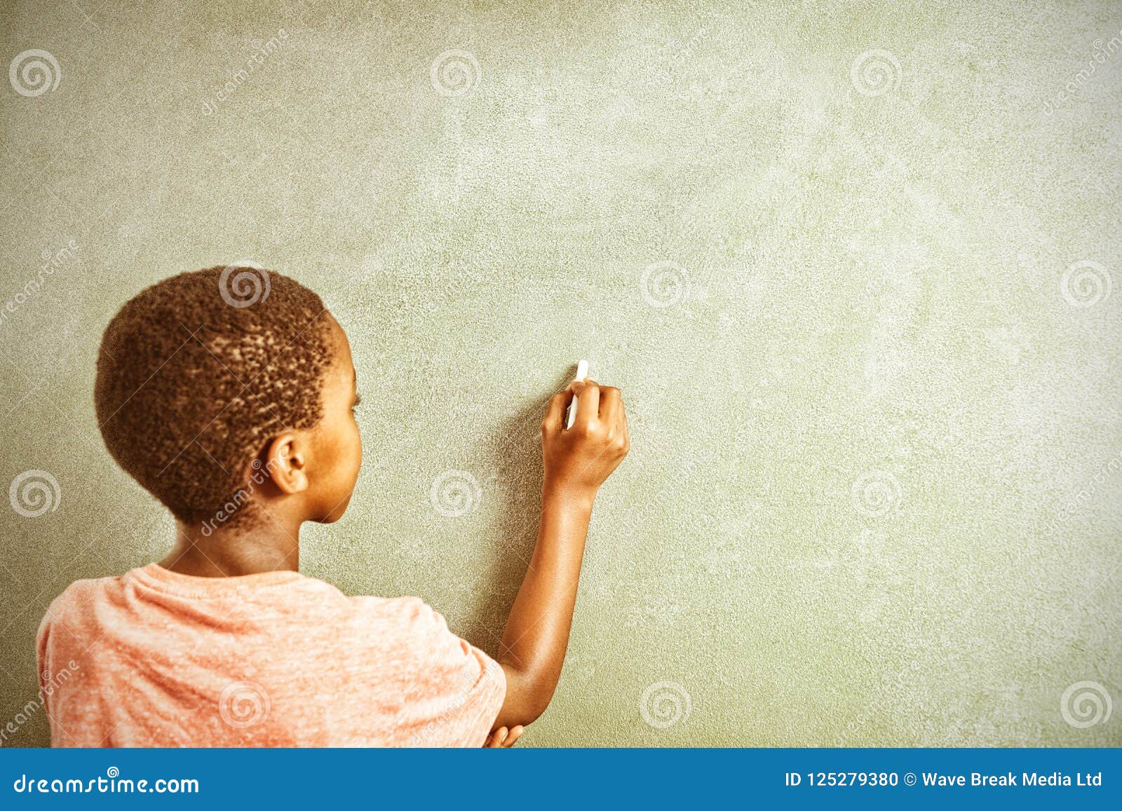 Boy Writing with Chalk on Greenboard in School Stock Photo - Image of ...