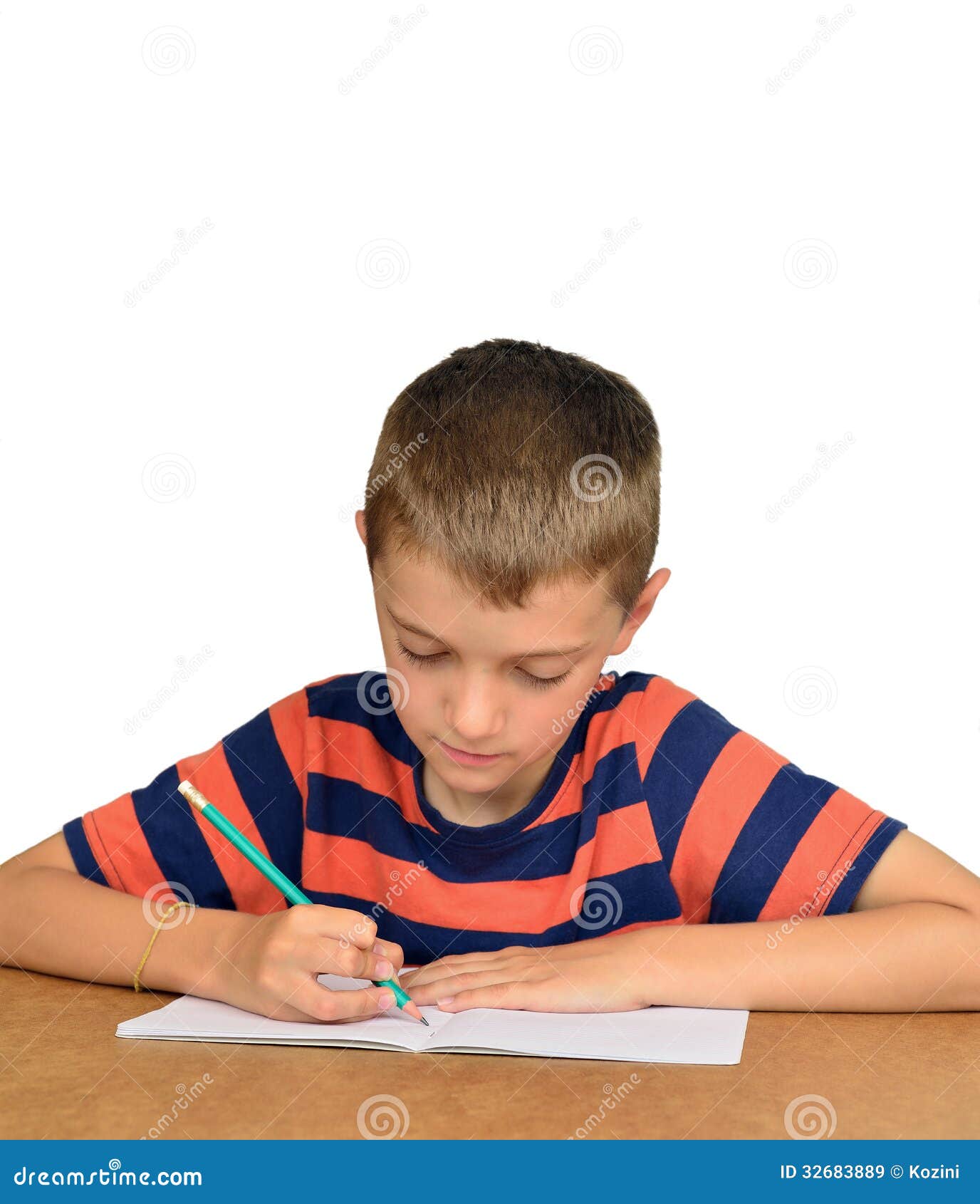 Boy Writing in the Notebook Stock Image - Image of child, caucasian ...