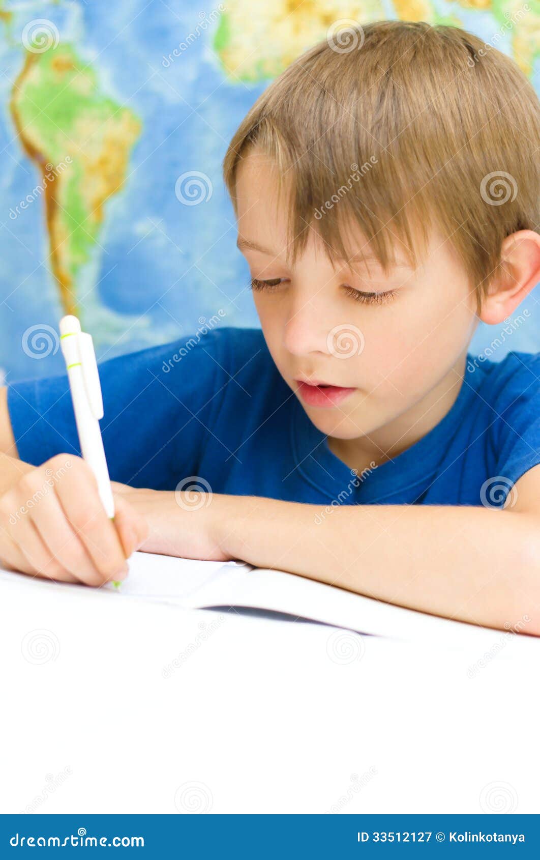 Boy writing stock image. Image of homework, indoors, children - 33512127