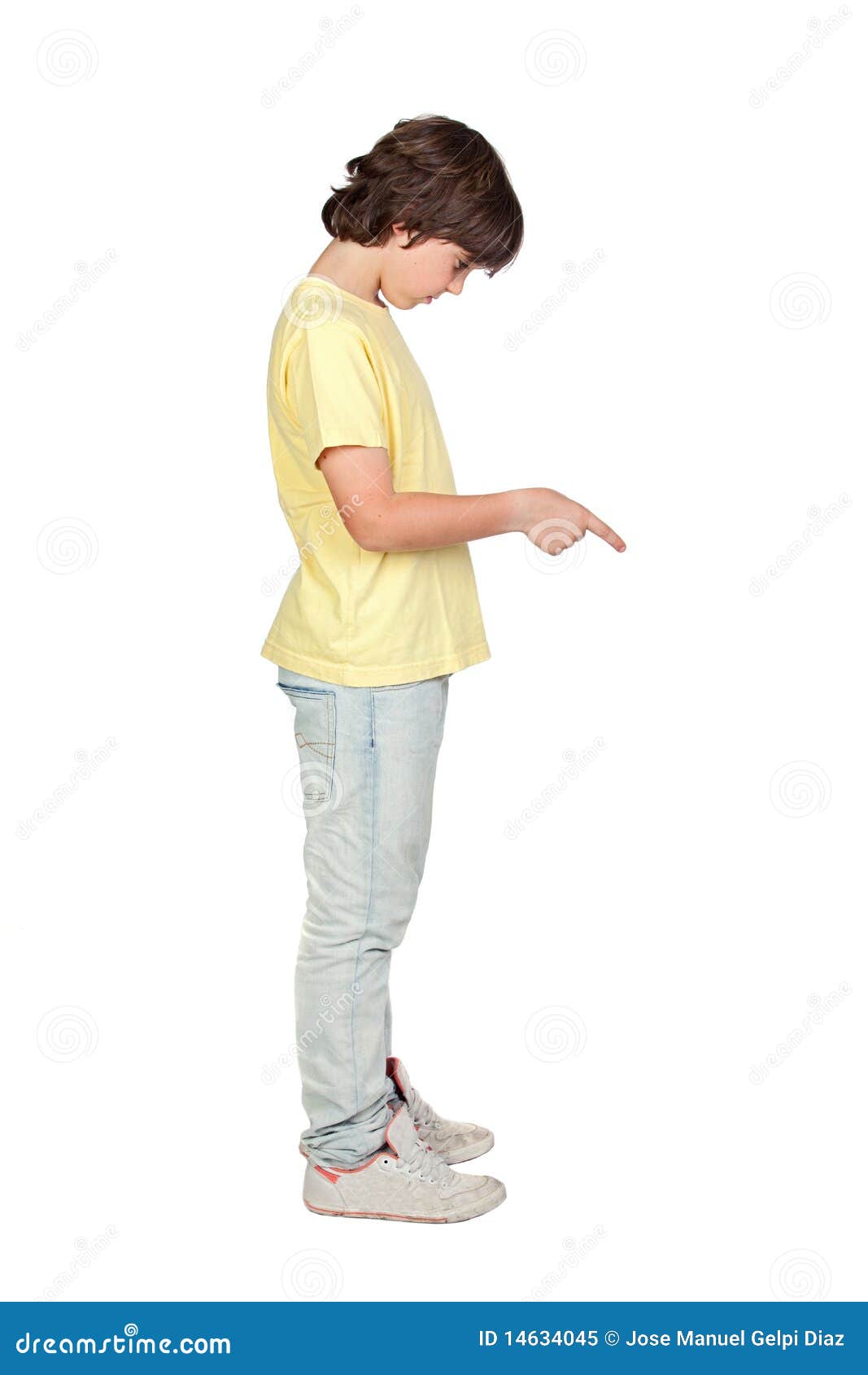 Boy with Yellow Shirt Giving an Order Stock Image - Image of pointing ...