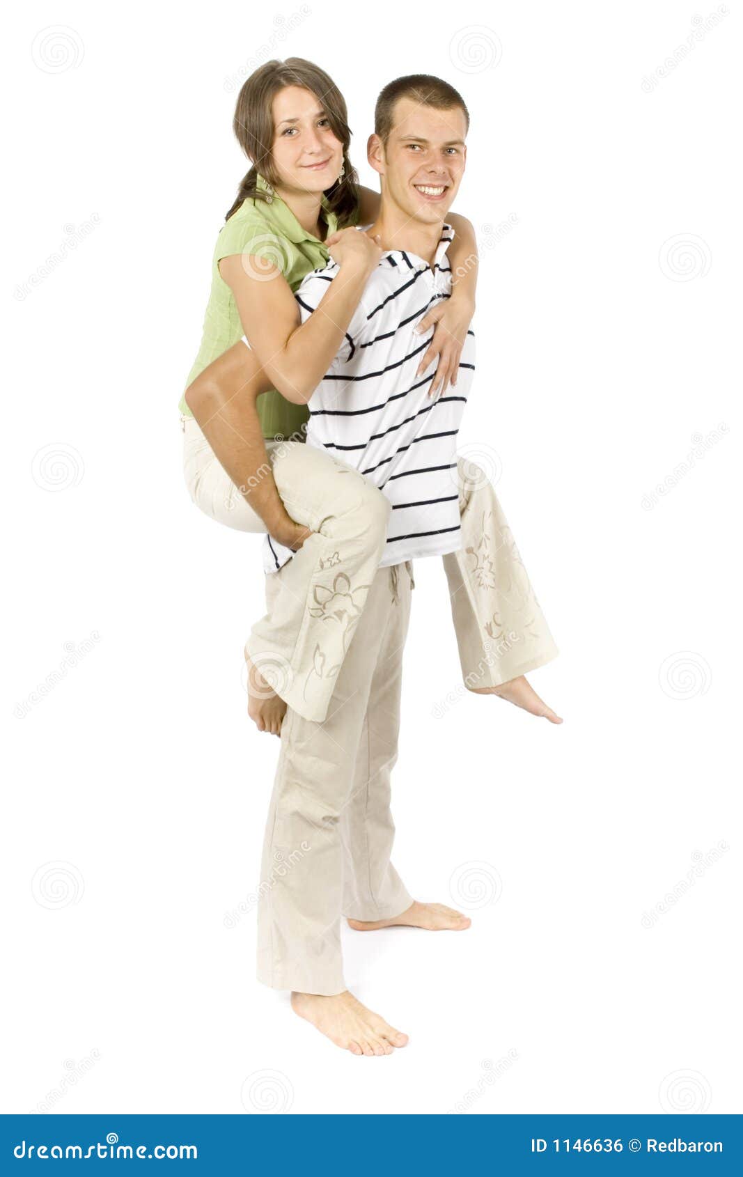 Boyfriend Carrys His Girlfriend Piggyback Stock Photo - Image of female ...