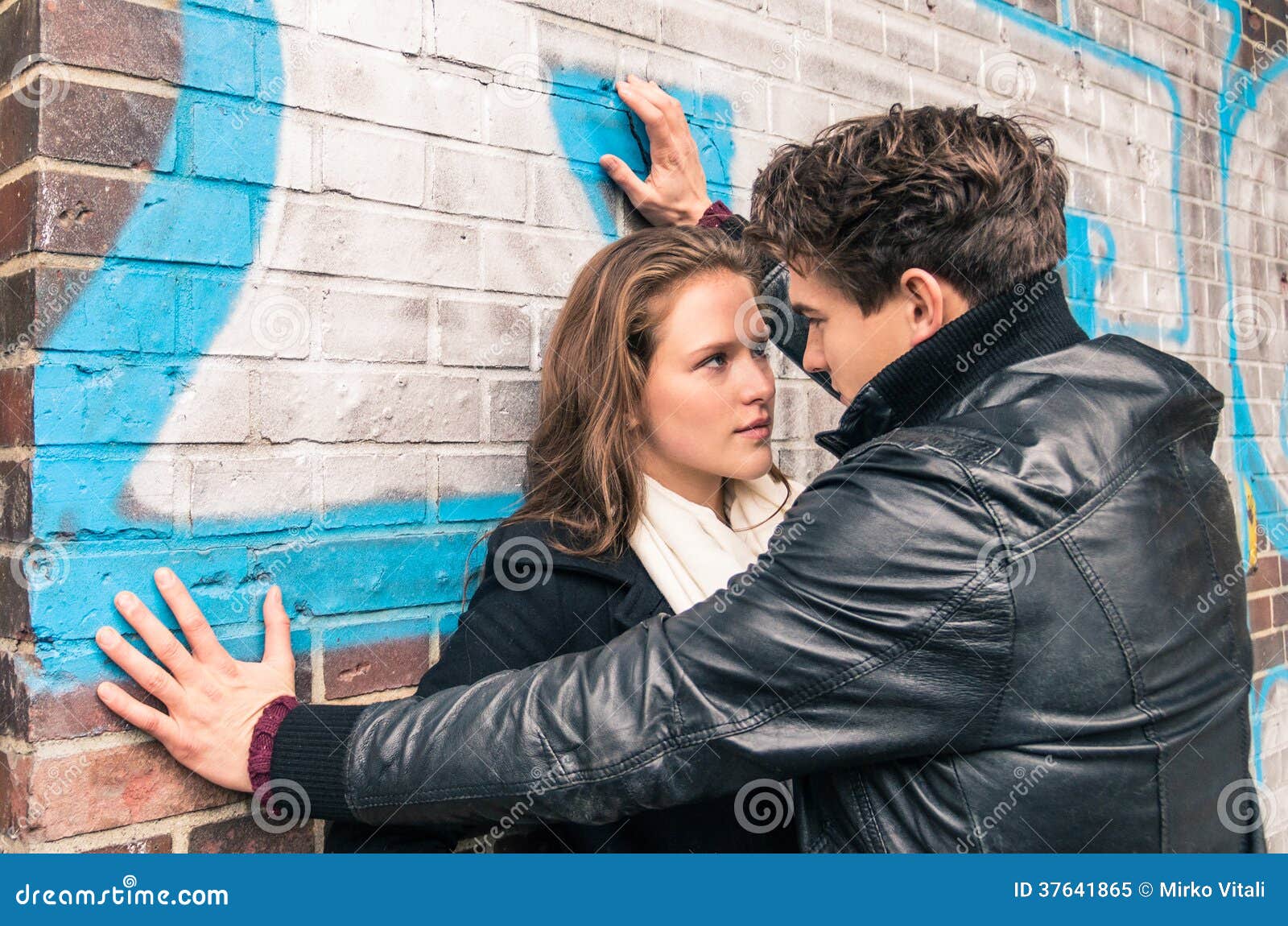 Boyfriend and Girlfriend Facing Each Other Stock Image - Image of girl ...