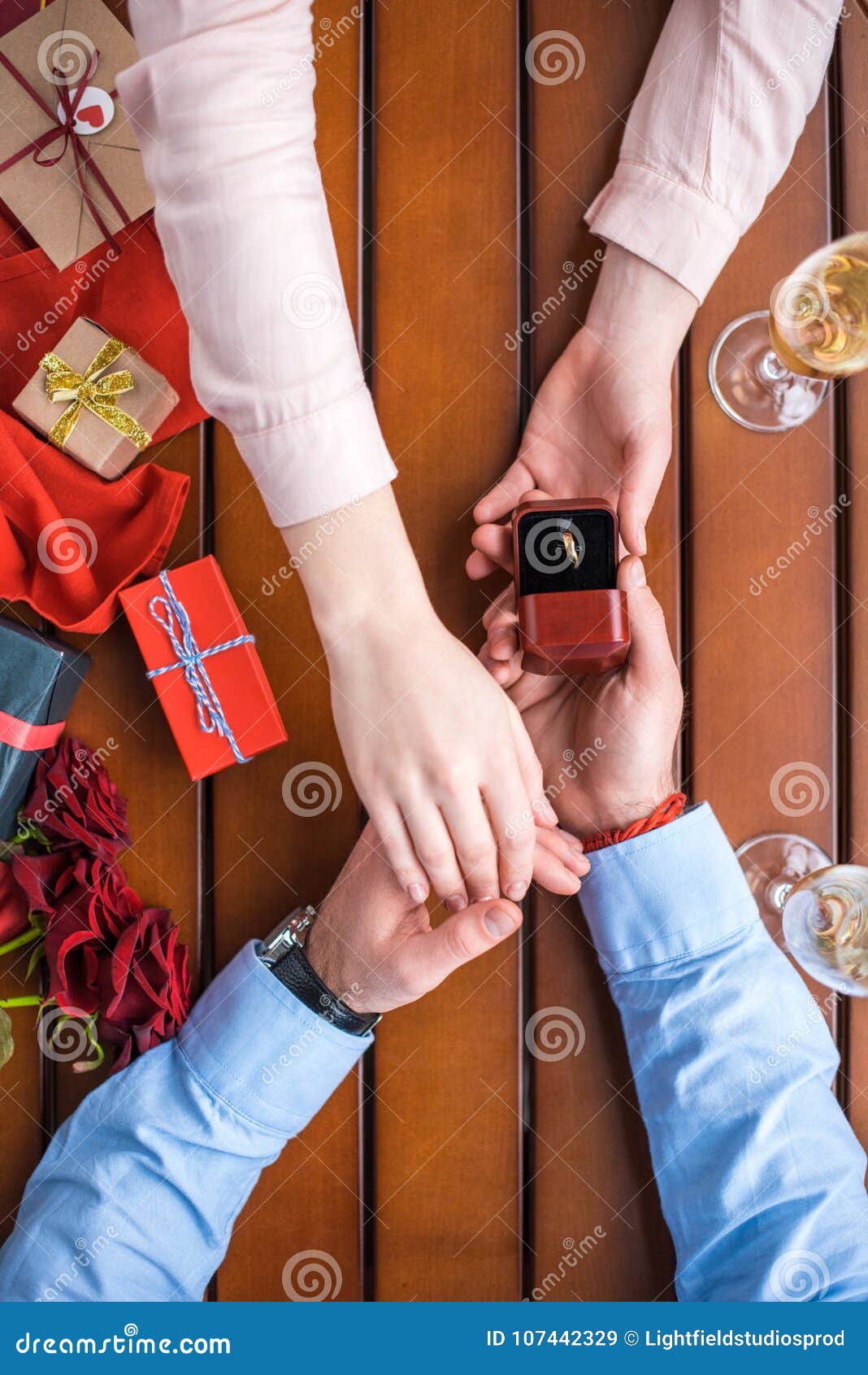 Boyfriend Proposing Girlfriend and Holding Hands Stock Image - Image of ...