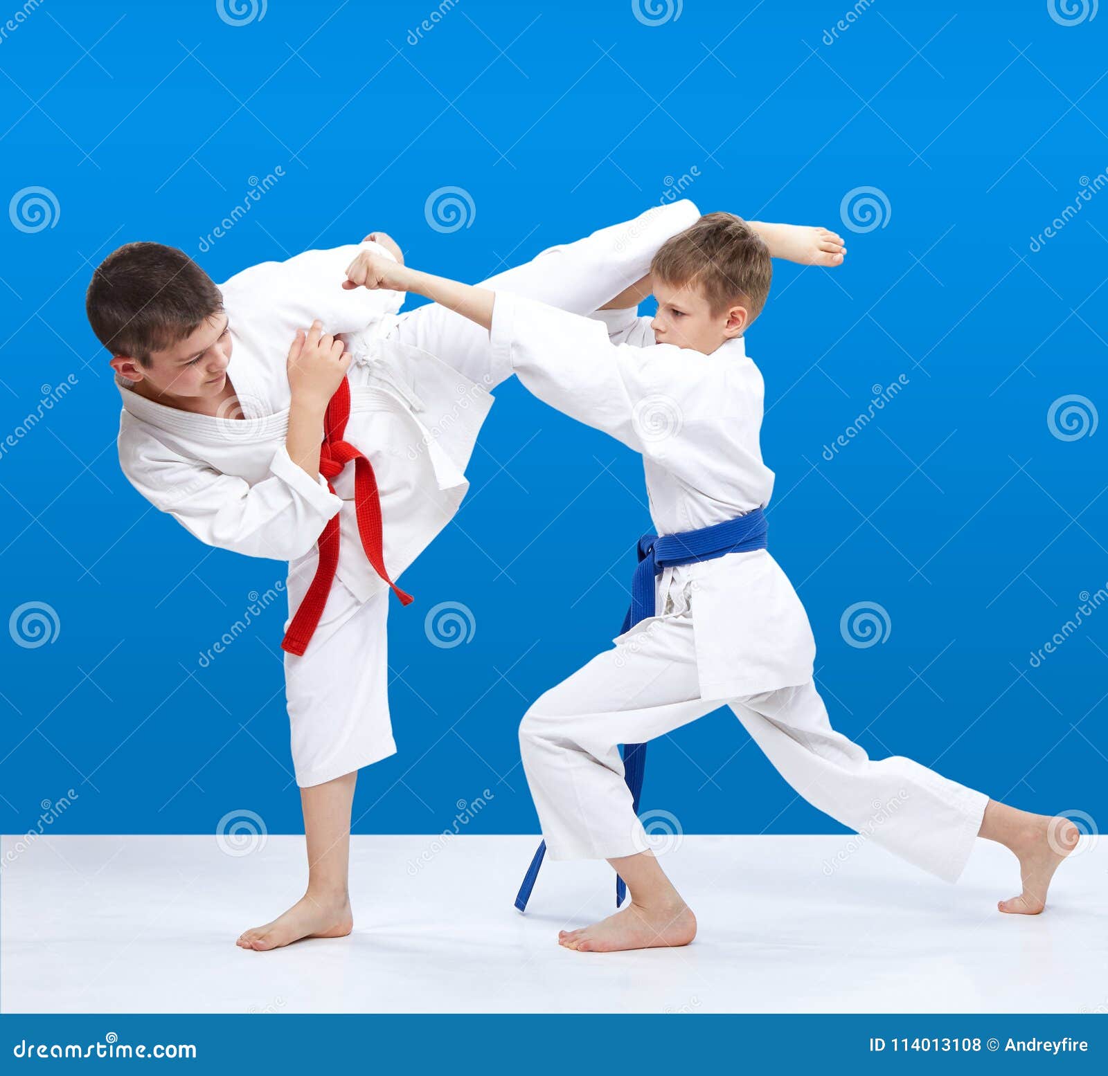 Boys are Beating Kick Leg and Punch Arm Stock Photo - Image of jitsu ...