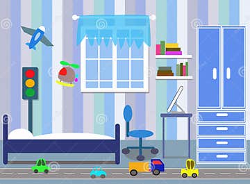 Boys bedroom stock vector. Illustration of bookshelf - 36493569