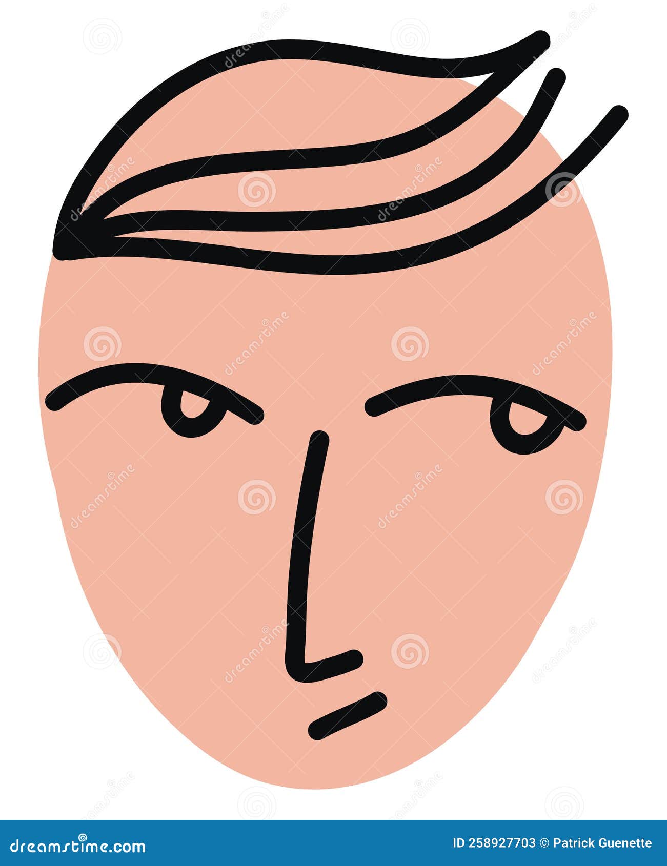 Boys bored face, icon stock vector. Illustration of upsets - 258927703