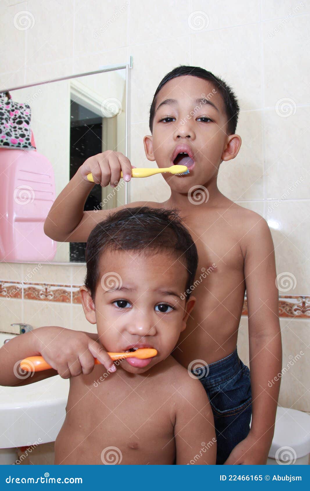 Boys brushing teeth stock image. Image of cheerful, medical - 22466165