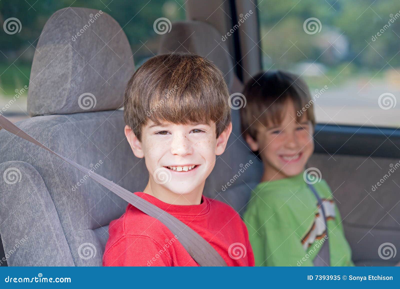 Boys in Car stock image. Image of buckle, domestic, families - 7393935