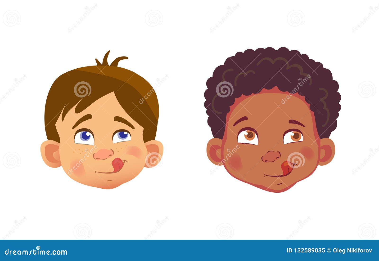 Faces of Boys Character Set Stock Illustration - Illustration of afro ...
