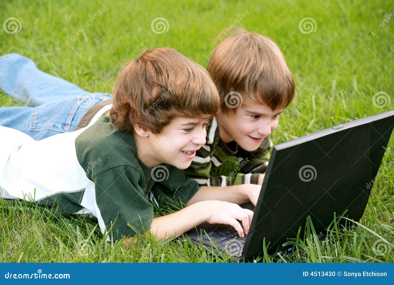 Boys on Computer stock photo. Image of childhood, education - 4513430