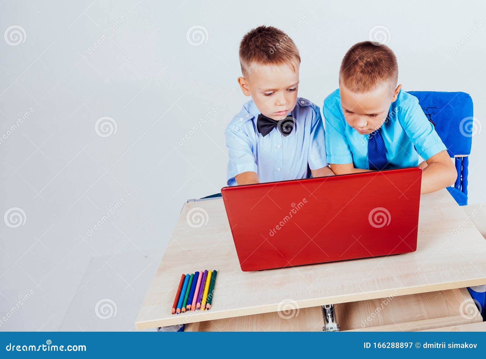 Boys at a Computer on the Internet School Lessons Stock Image - Image ...