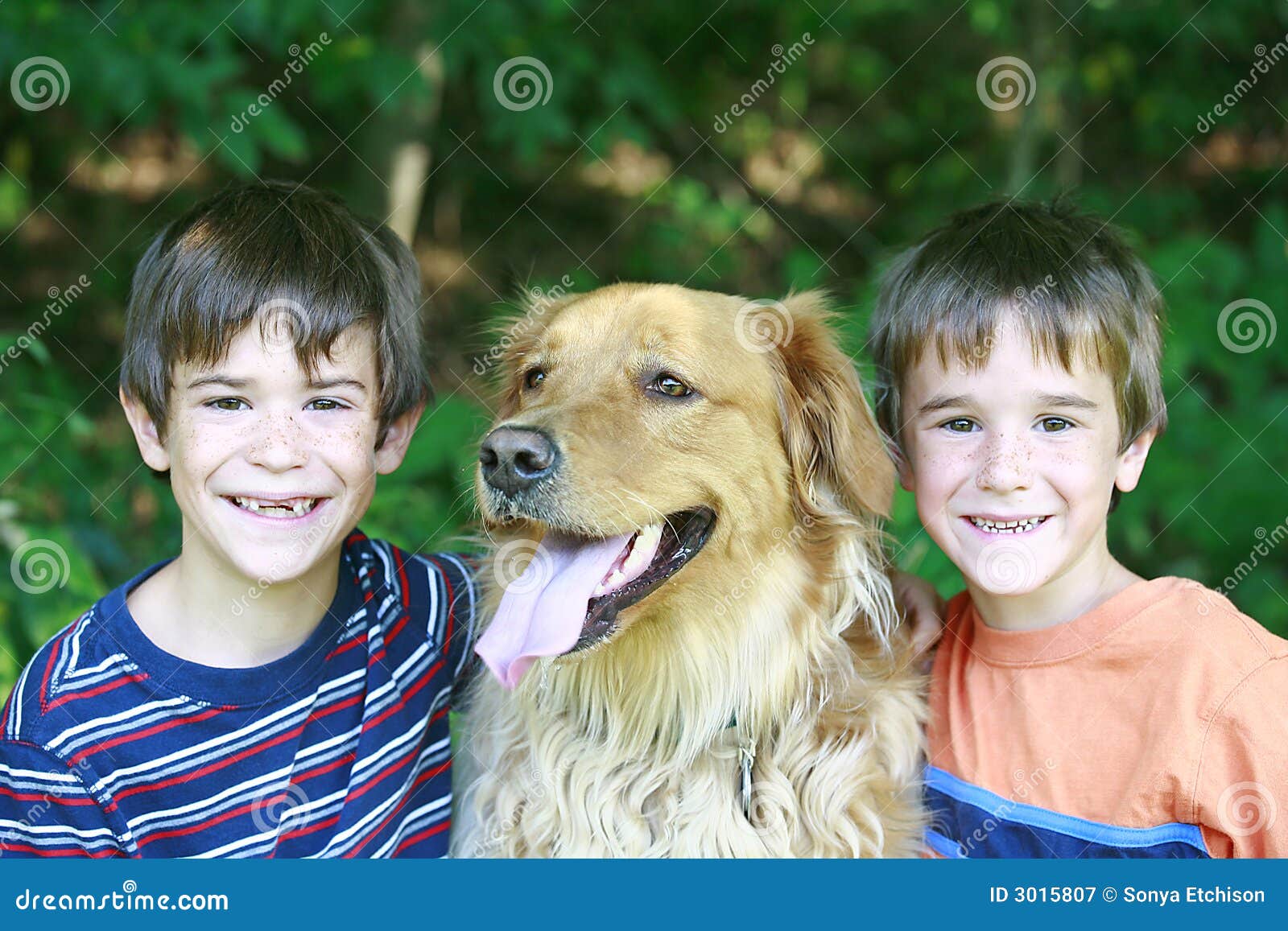 Boys with the Dog stock image. Image of happiness, family - 3015807