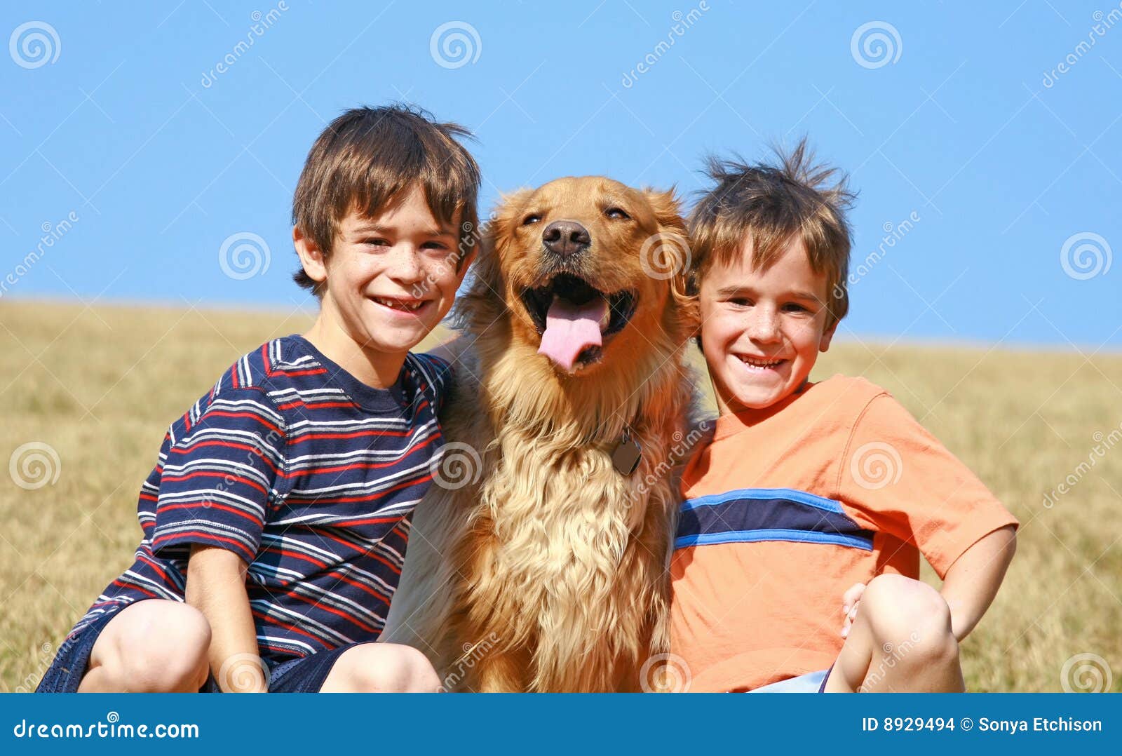 Boys and Dog stock photo. Image of canine, cute, bonding - 8929494