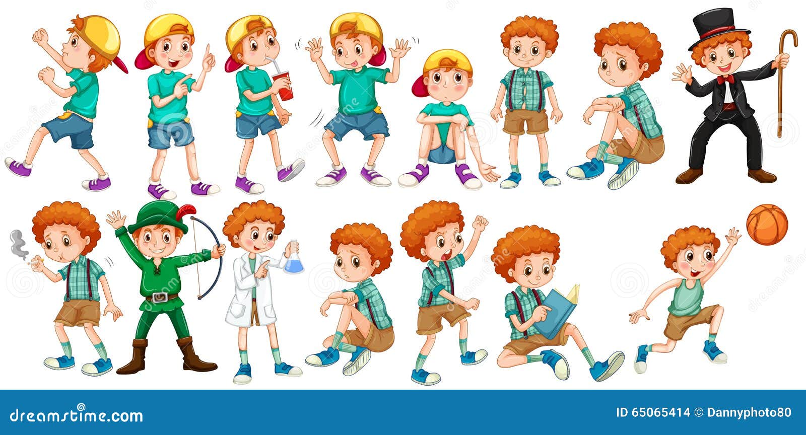 Boys Doing Different Actions Stock Vector - Illustration of sitting ...