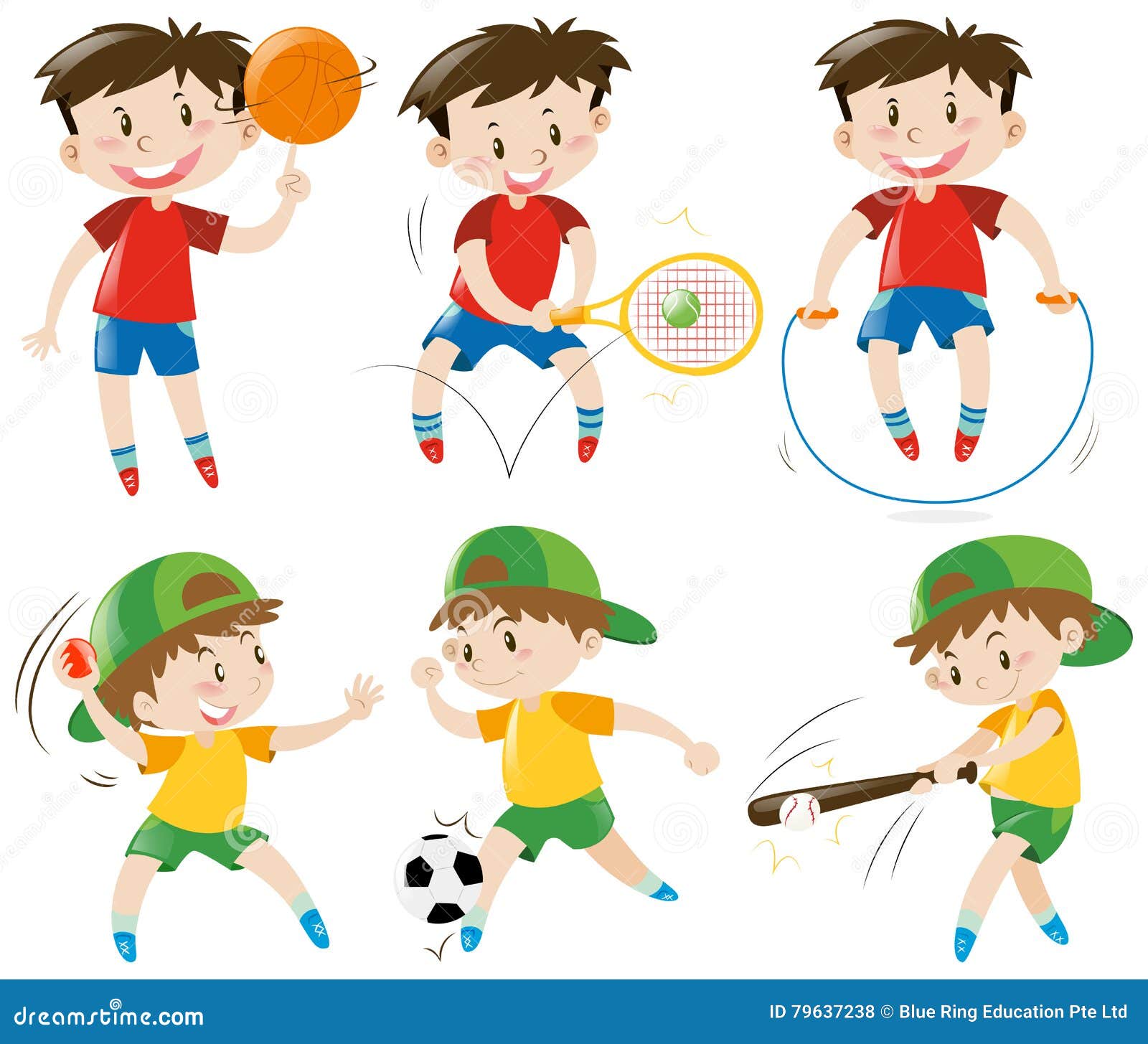Boys Doing Different Kinds of Sports Stock Illustration - Illustration ...