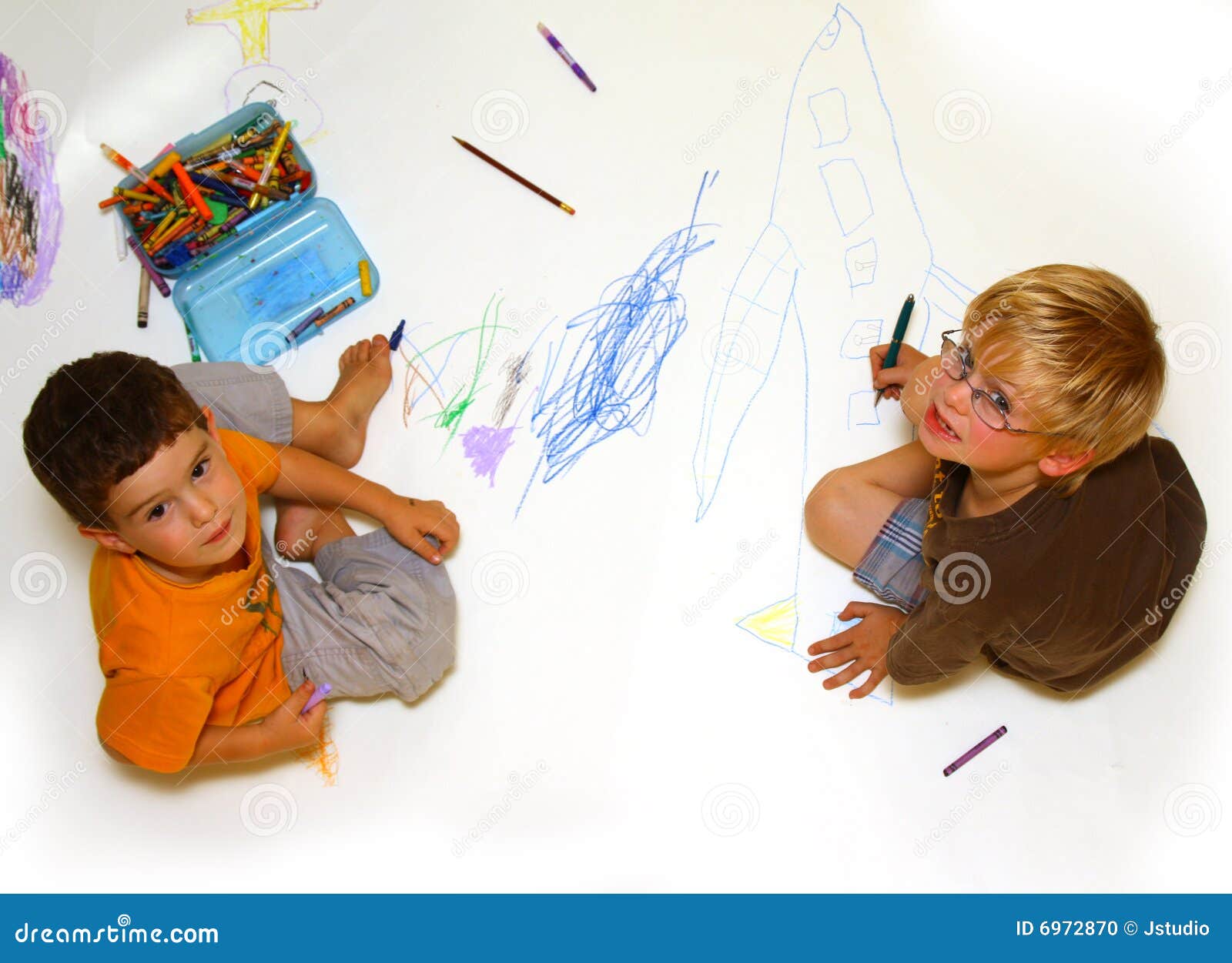 Two Boys Drawing Royalty-Free Stock Image | CartoonDealer.com #3552382