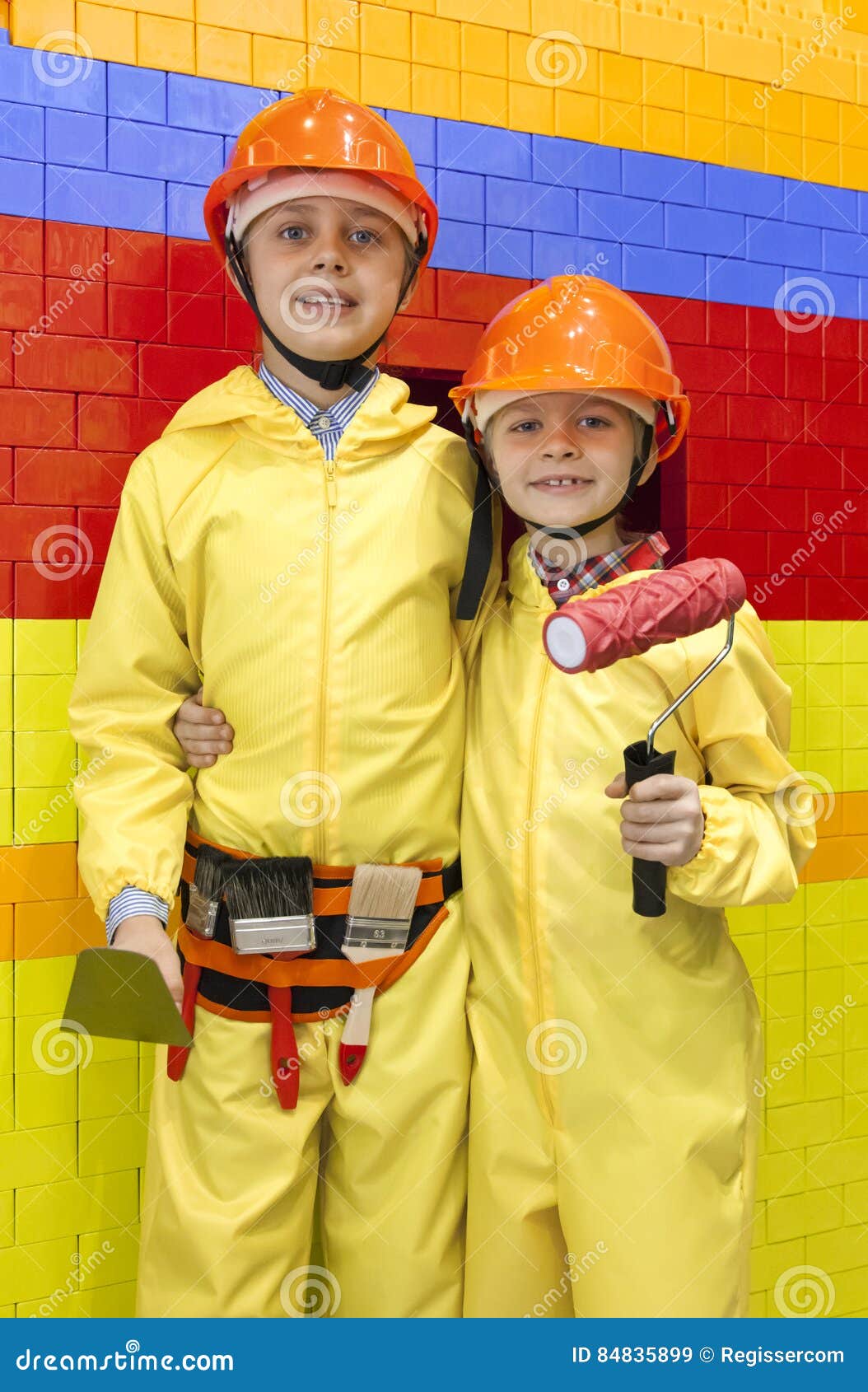 Boys dressed like workers stock image. Image of dressed - 84835899