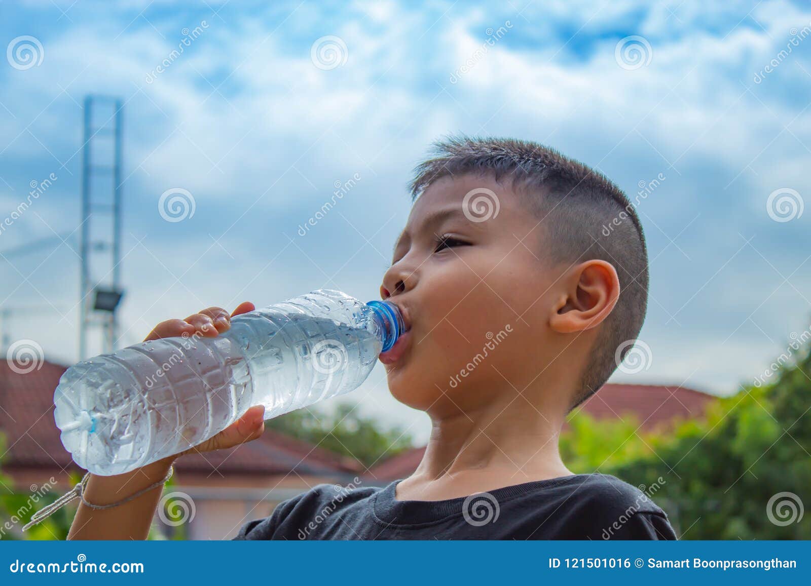 The Boys are Drinking Cold Water. Stock Photo - Image of drink, healthy ...