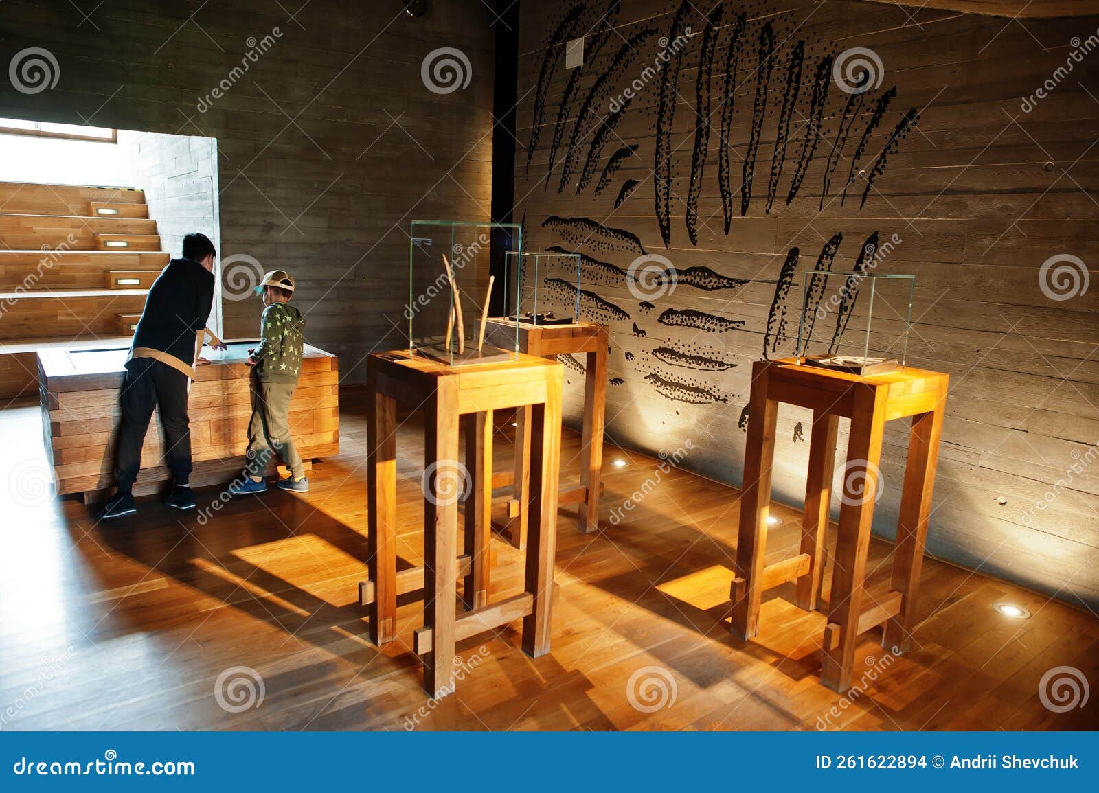 Boys Exploring Virtuality Screen Map in Museum Editorial Stock Image ...