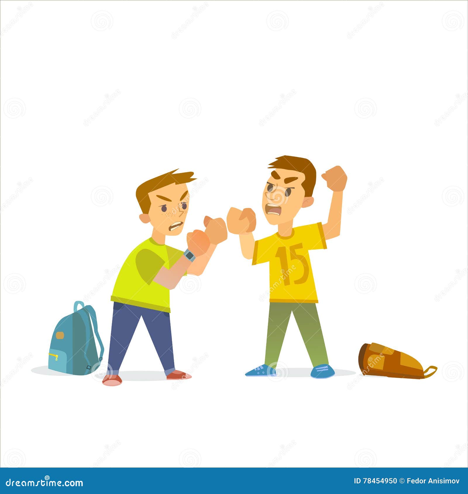 Boys Fighting and Getting Hurt Illustration. Stock Vector ...