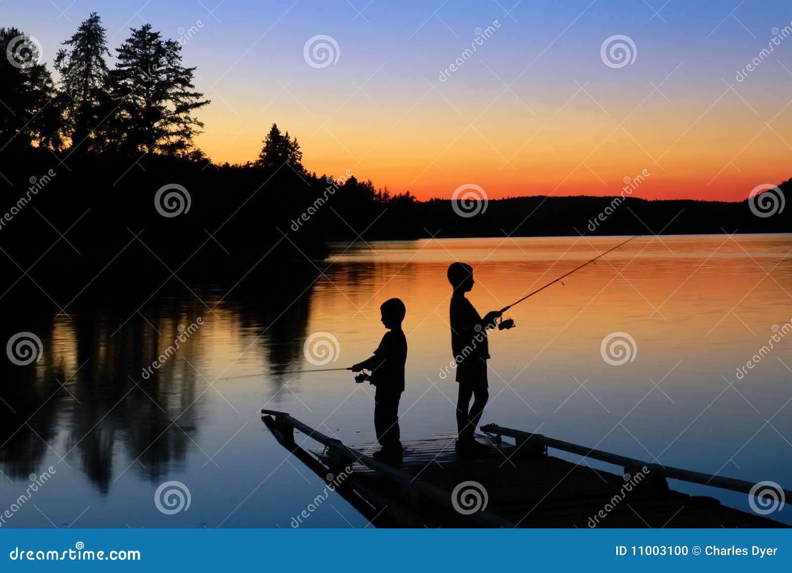 Two Boys Fishing On The Lake Royalty-Free Stock Photography ...
