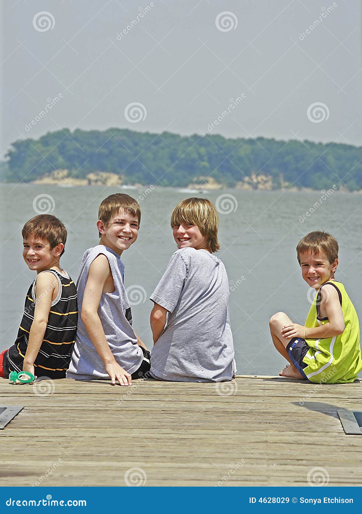 Boys on a Fishing Dock stock image. Image of kids, happy - 4628029