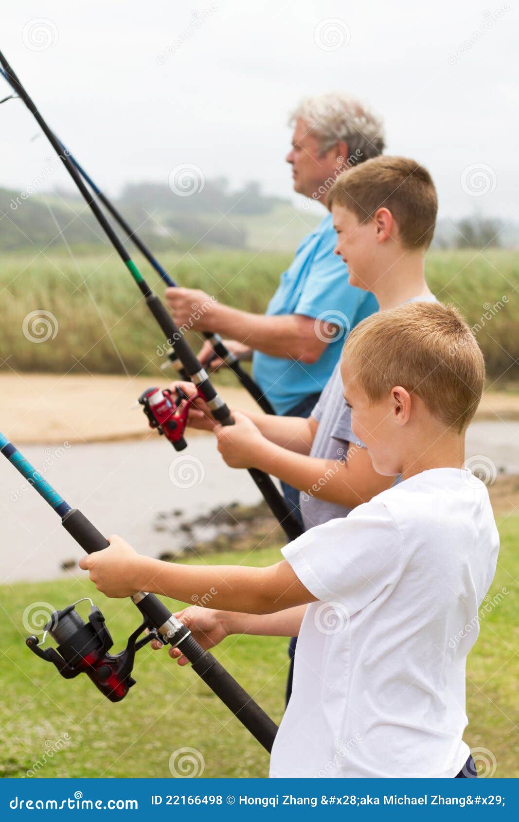 Boys fishing with grandpa stock photo. Image of lighthearted - 22166498
