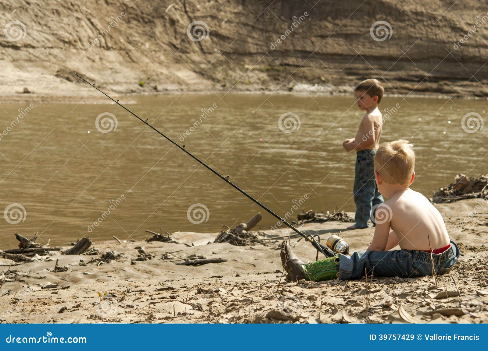 Boys fishing stock image. Image of boys, riverbank, brothers - 39757429