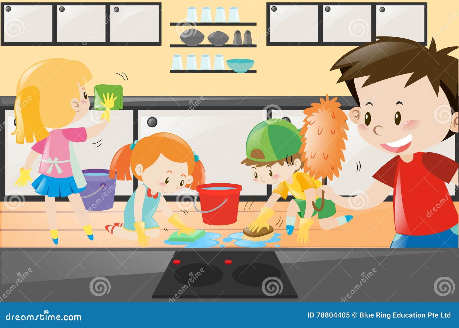 Kitchen Cleaning Cartoon