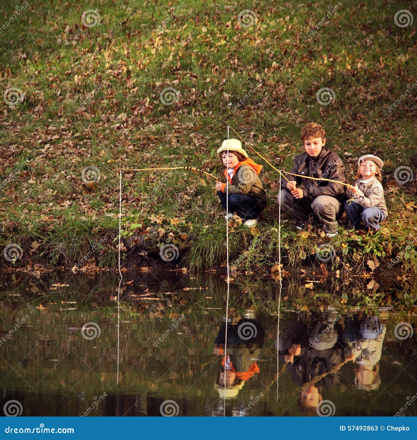 Boys Go Fishing on the River Stock Image - Image of seniors, adult ...