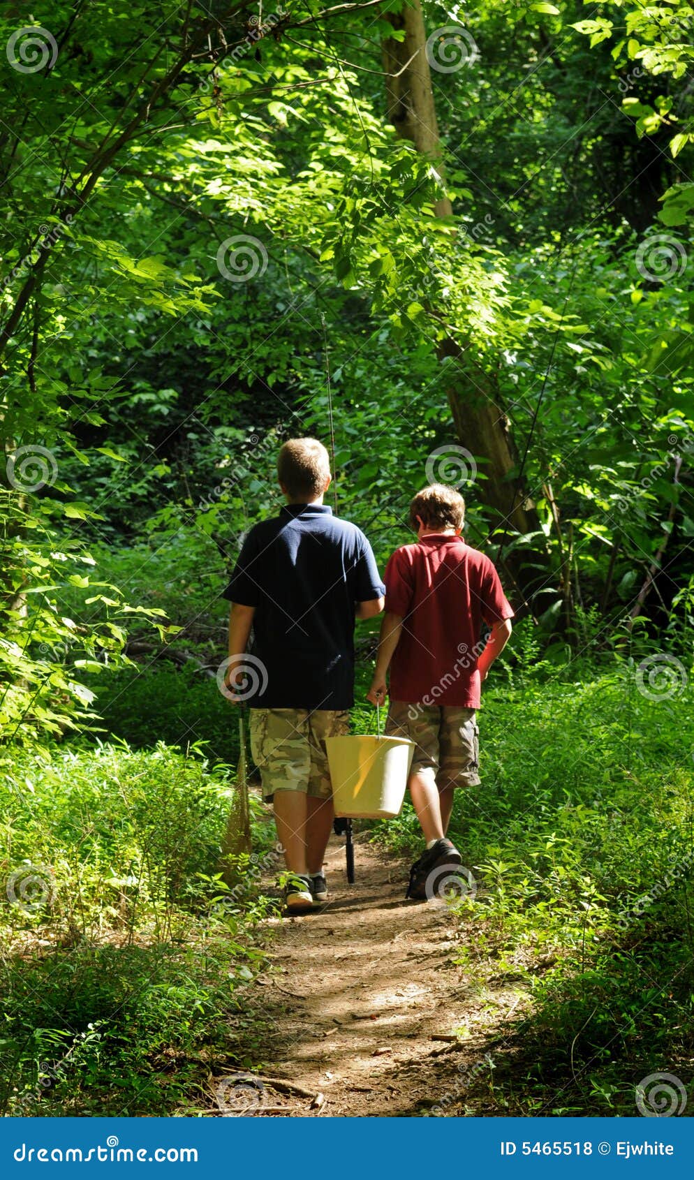 Boys going fishing stock photo. Image of partners, bucket - 5465518
