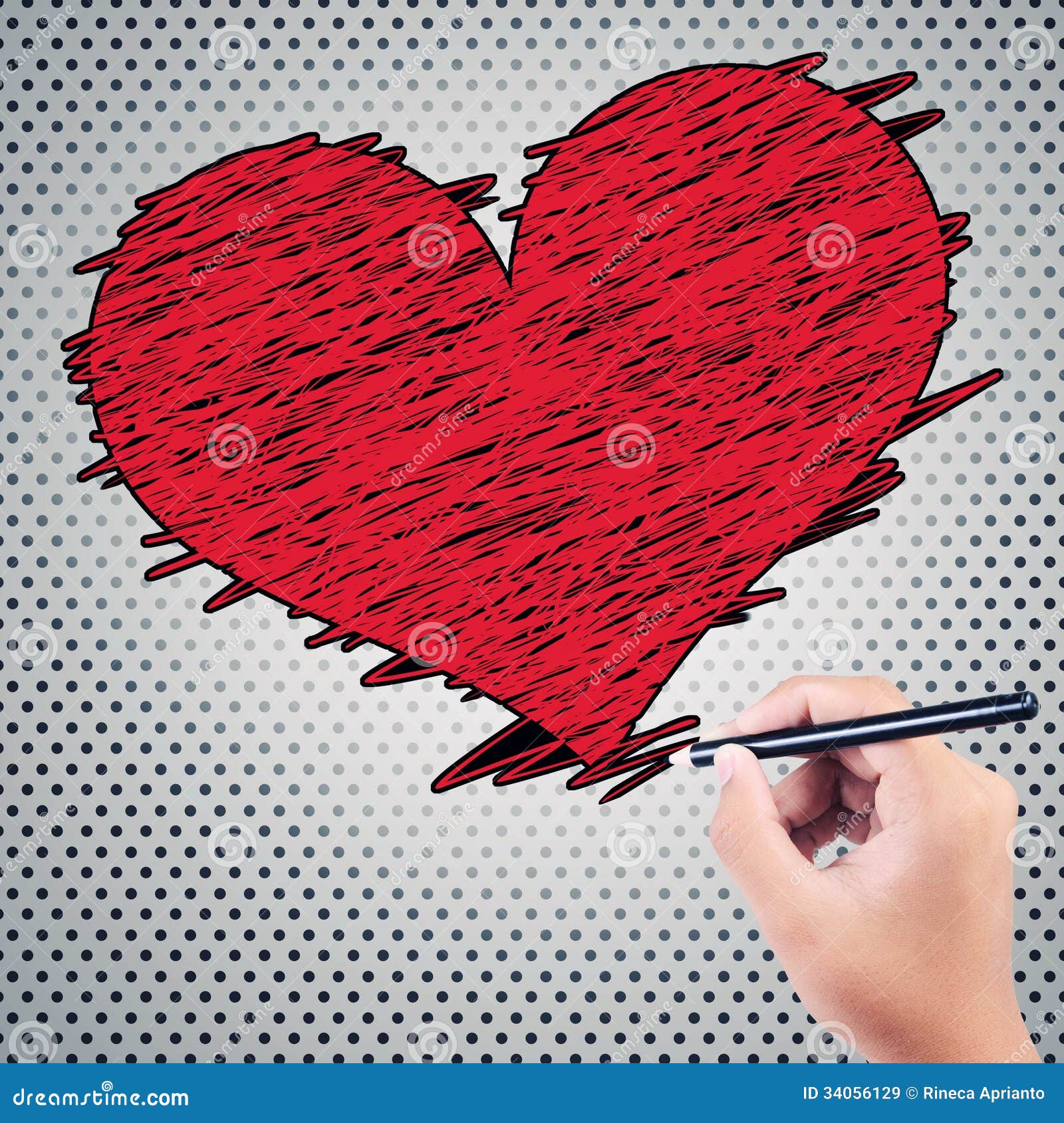Boys Hand Drawing Red Hearts Stock Image - Image of pencil, caucasian ...