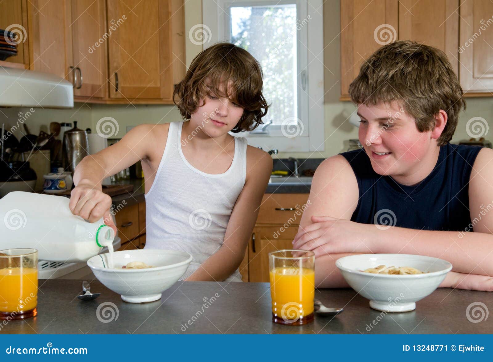 Boys having breakfast stock image. Image of children - 13248771