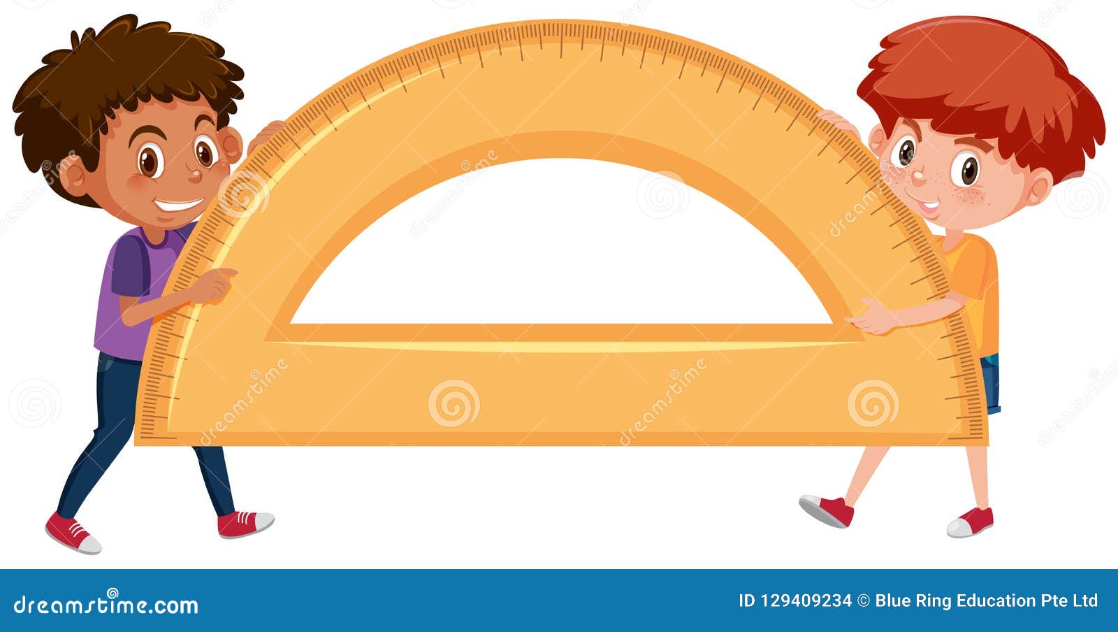 Boys Holding Protractor on White Background Stock Vector - Illustration ...