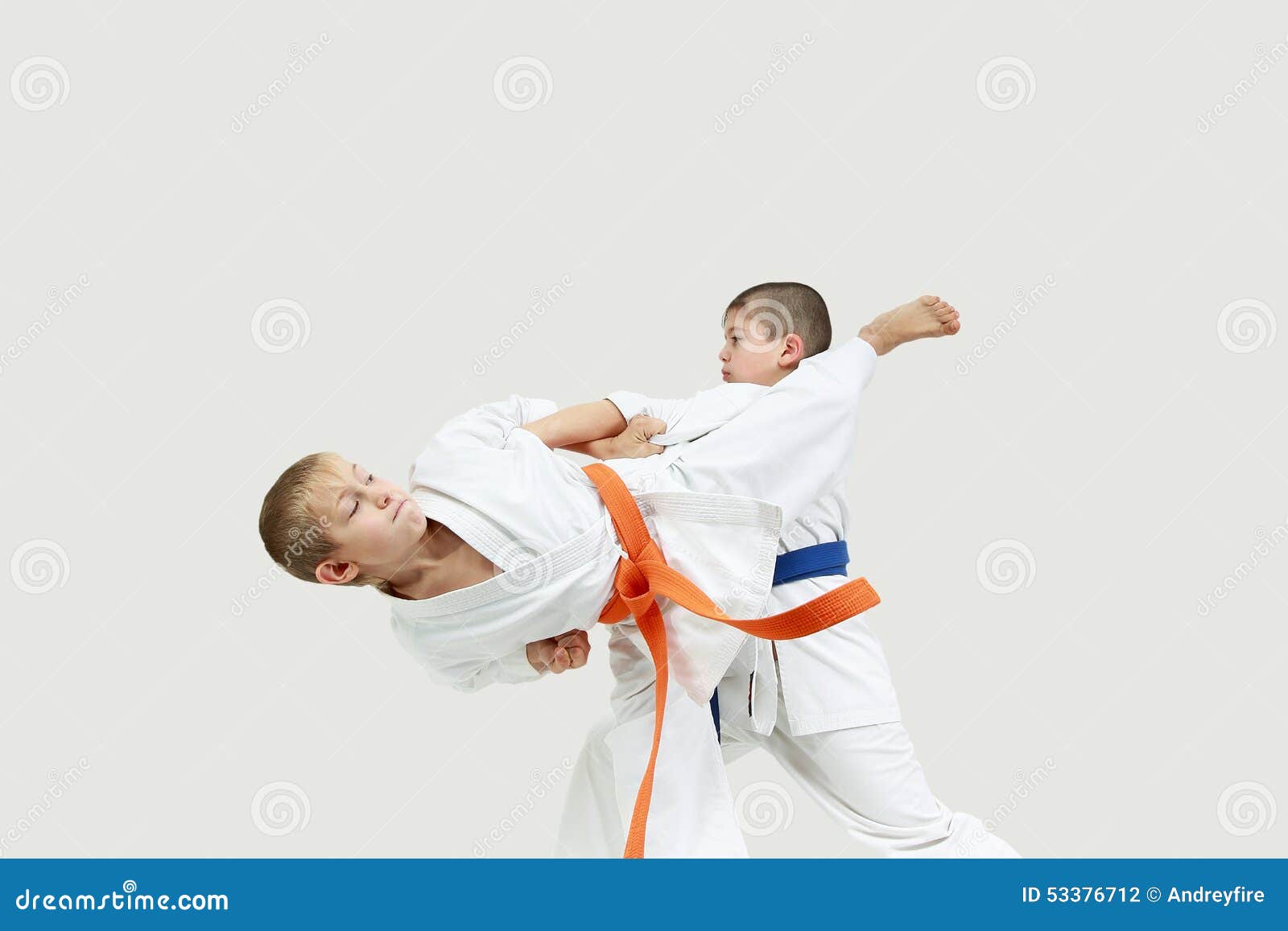 Boys in Karategi are Doing Paired Exercises Karate Stock Photo - Image ...