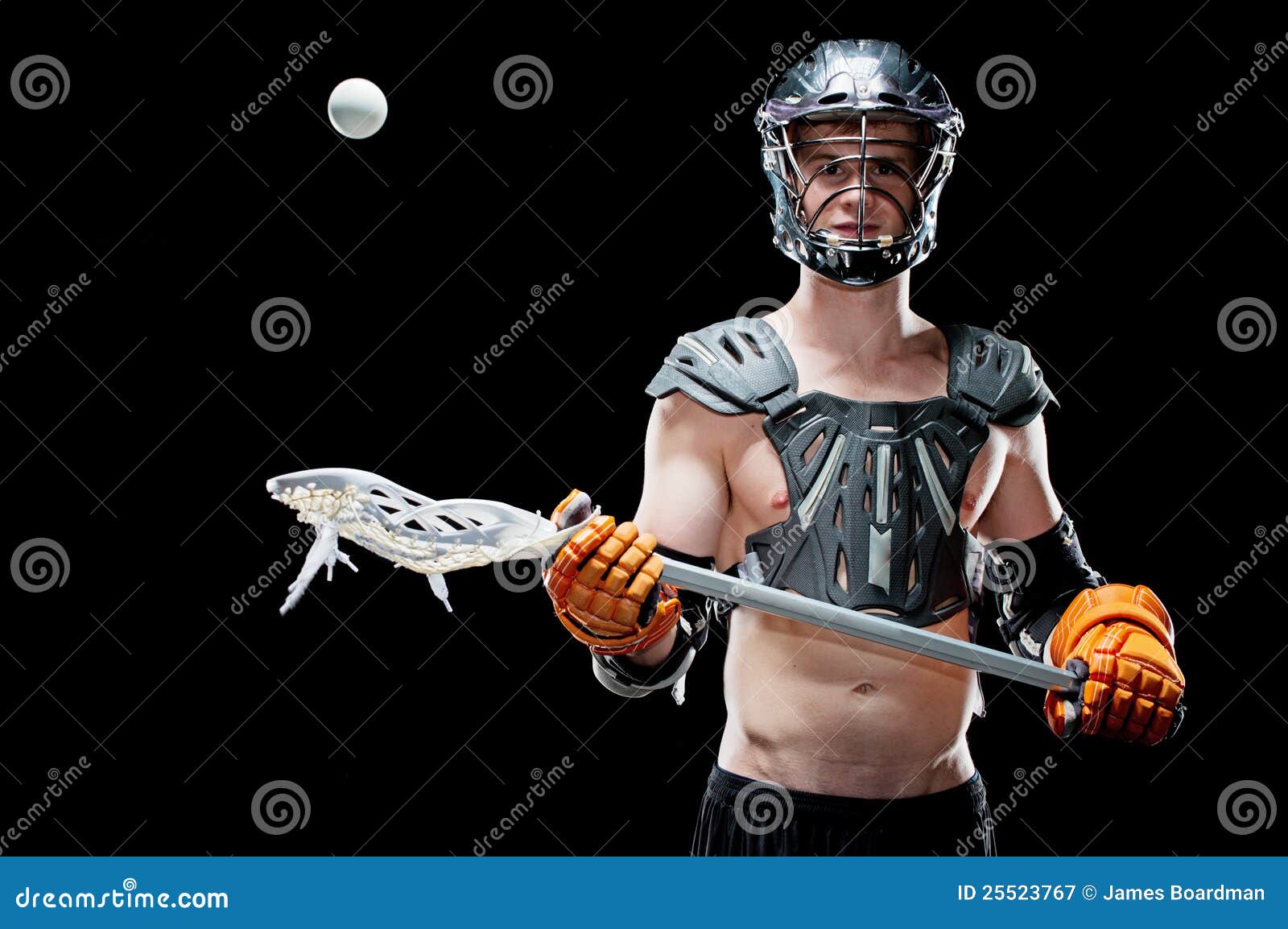 Boys Lacrosse Player Catching a Ball Stock Image - Image of protector ...