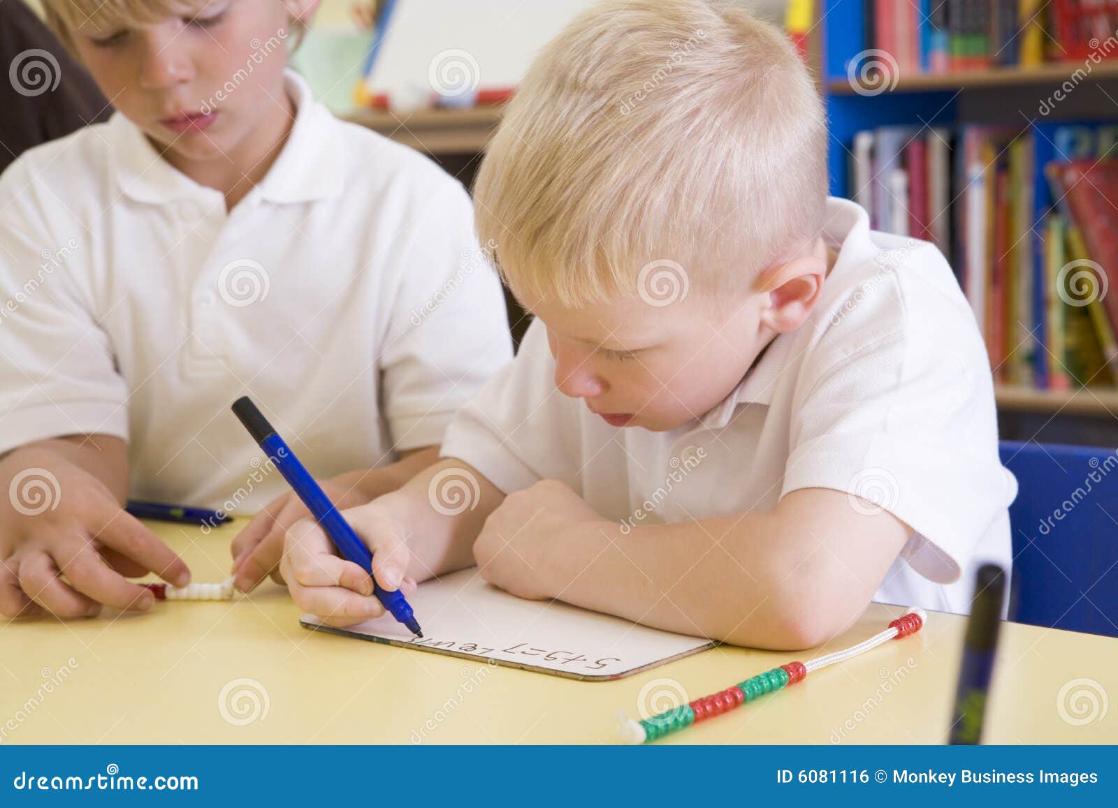 Boys Learning Numbers in Primary Class Stock Photo - Image of counting ...