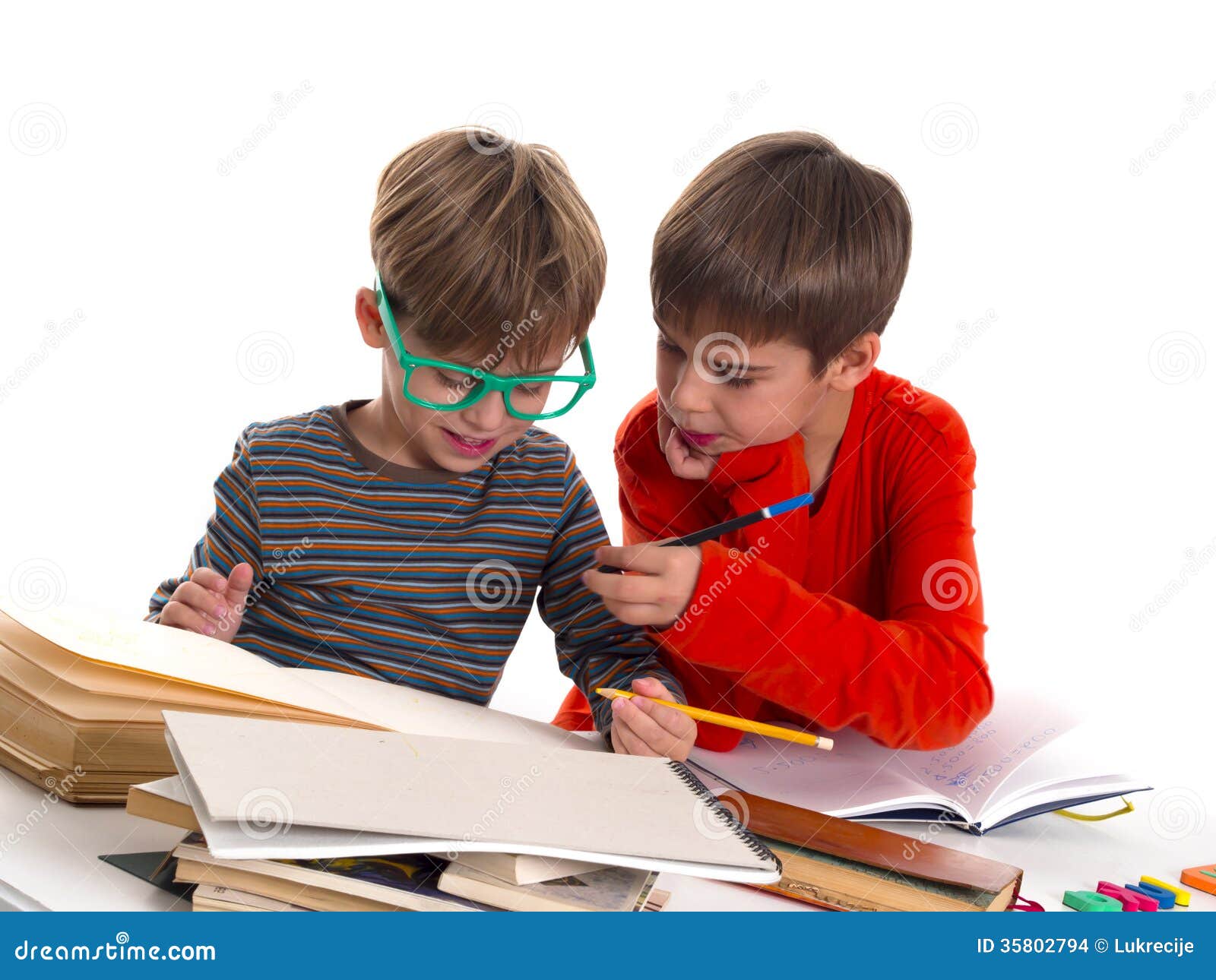 Boys Learning Together, Education Concept Stock Photo - Image of child ...