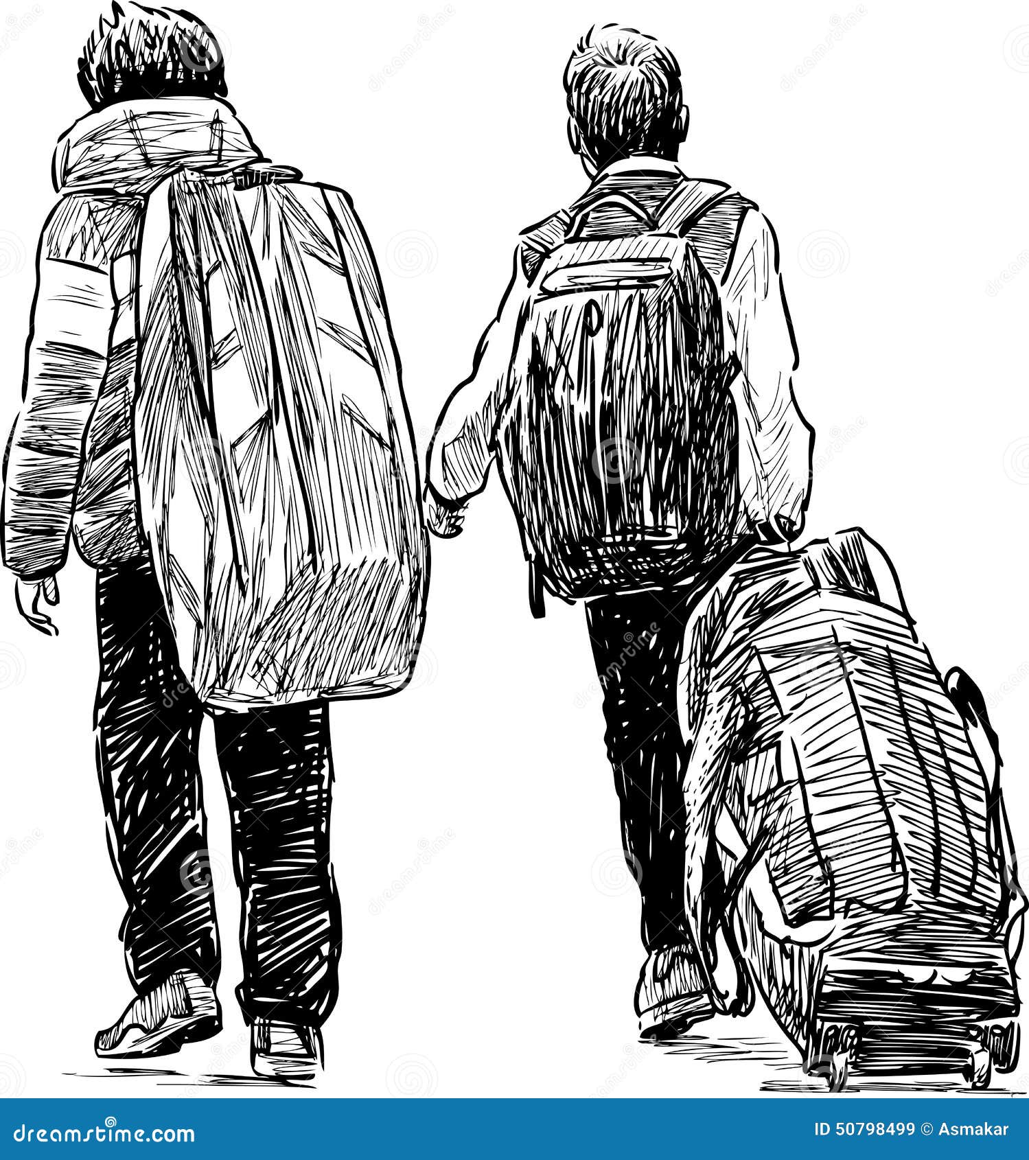Boys with luggage stock vector. Illustration of person - 50798499