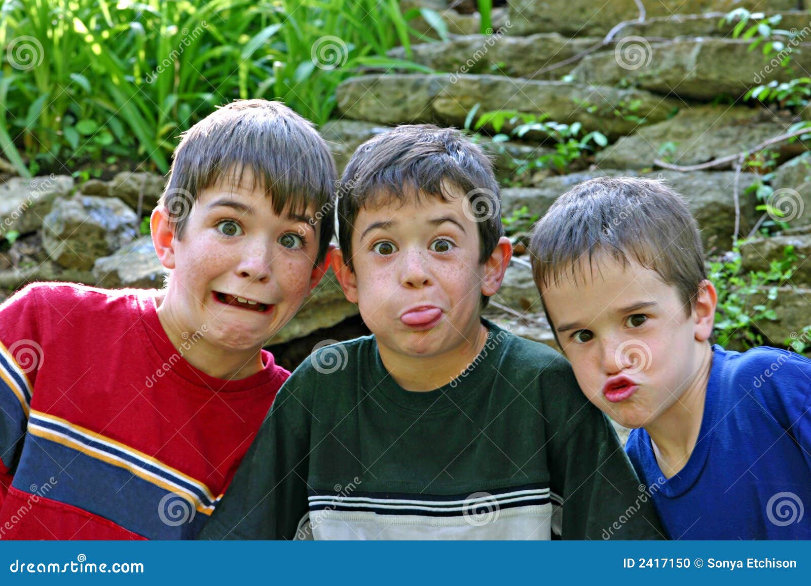 Boys Making Faces stock photo. Image of males, outdoor - 2417150