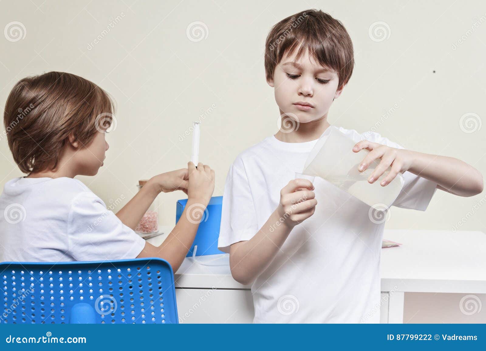 Boys Making Science Experiments. Education Concept. Stock Photo - Image ...