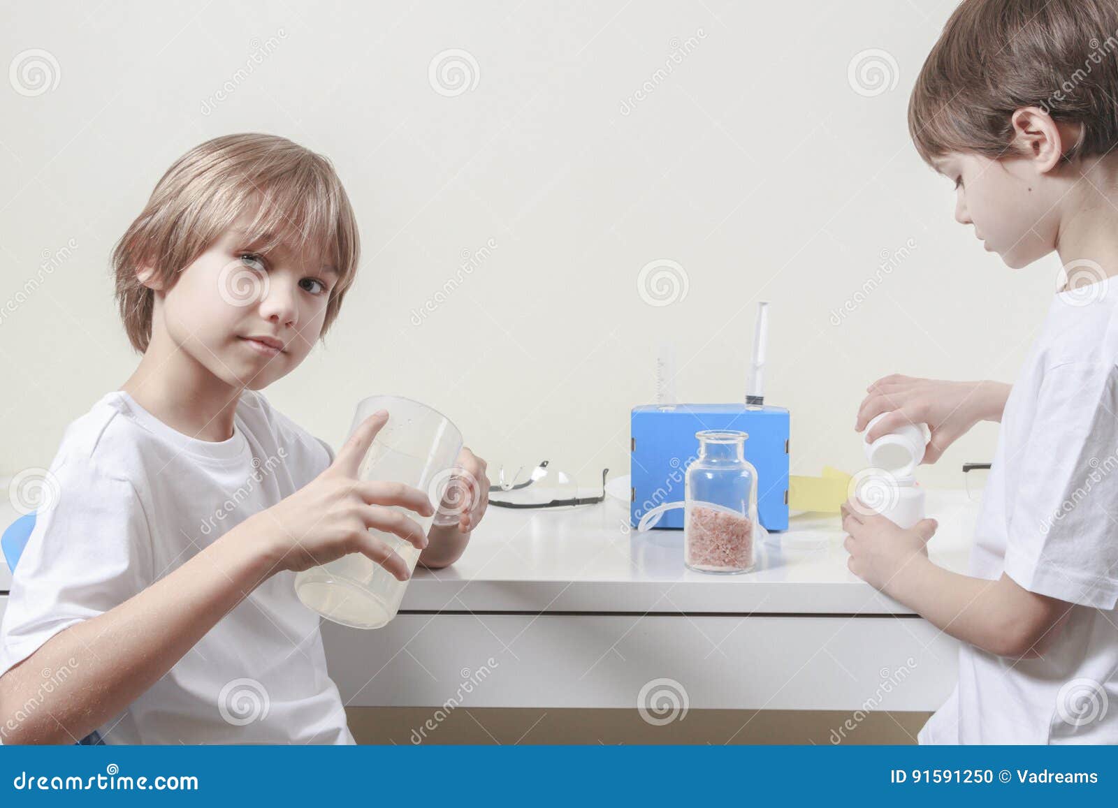 Boys Making Science Experiments. Education Concept. Stock Photo - Image ...