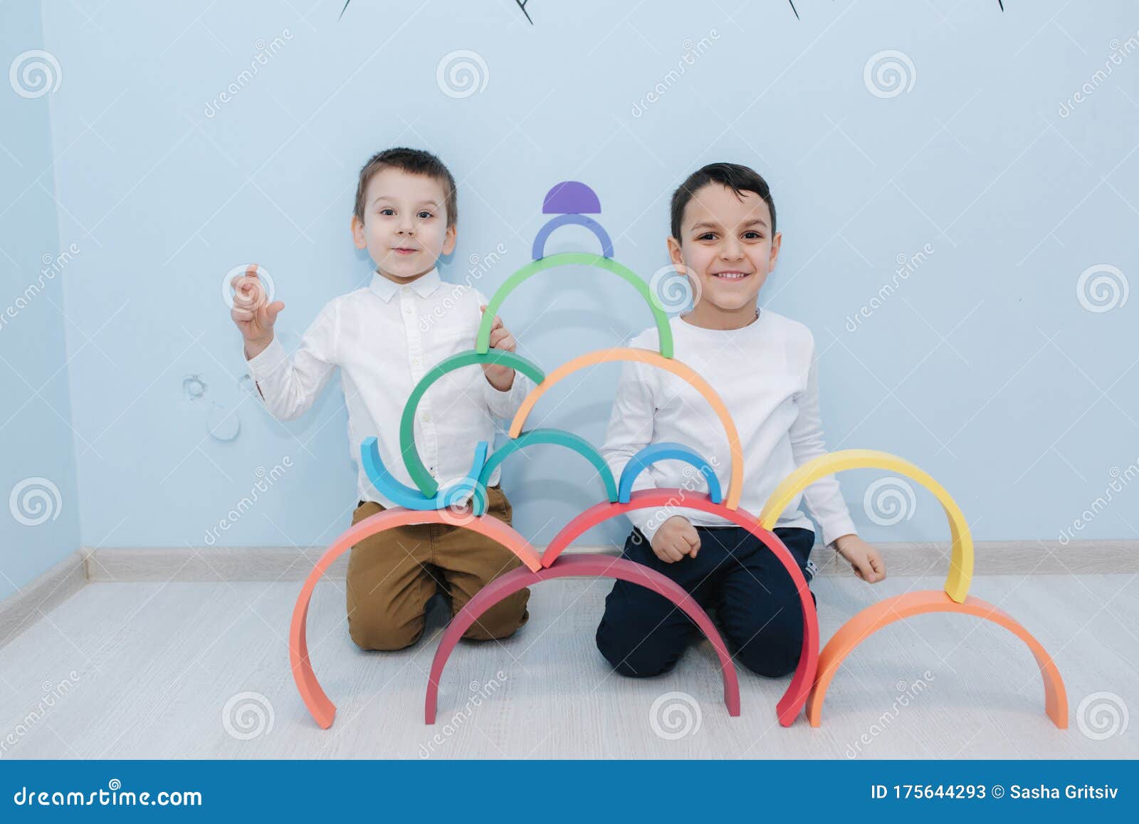 Boys Play in Different Intelectual Games in Preschool Classroom Stock ...